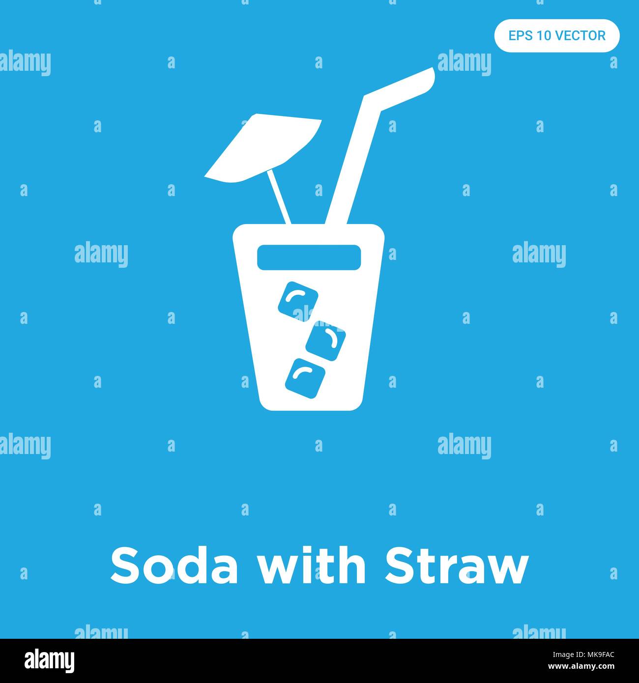 Soda with Straw vector icon isolated on blue background, sign and ...