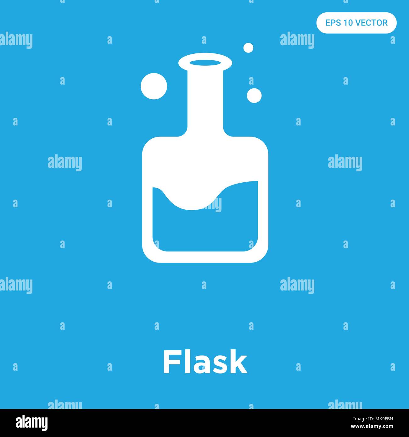 Flask vector icon isolated on blue background, sign and symbol Stock ...