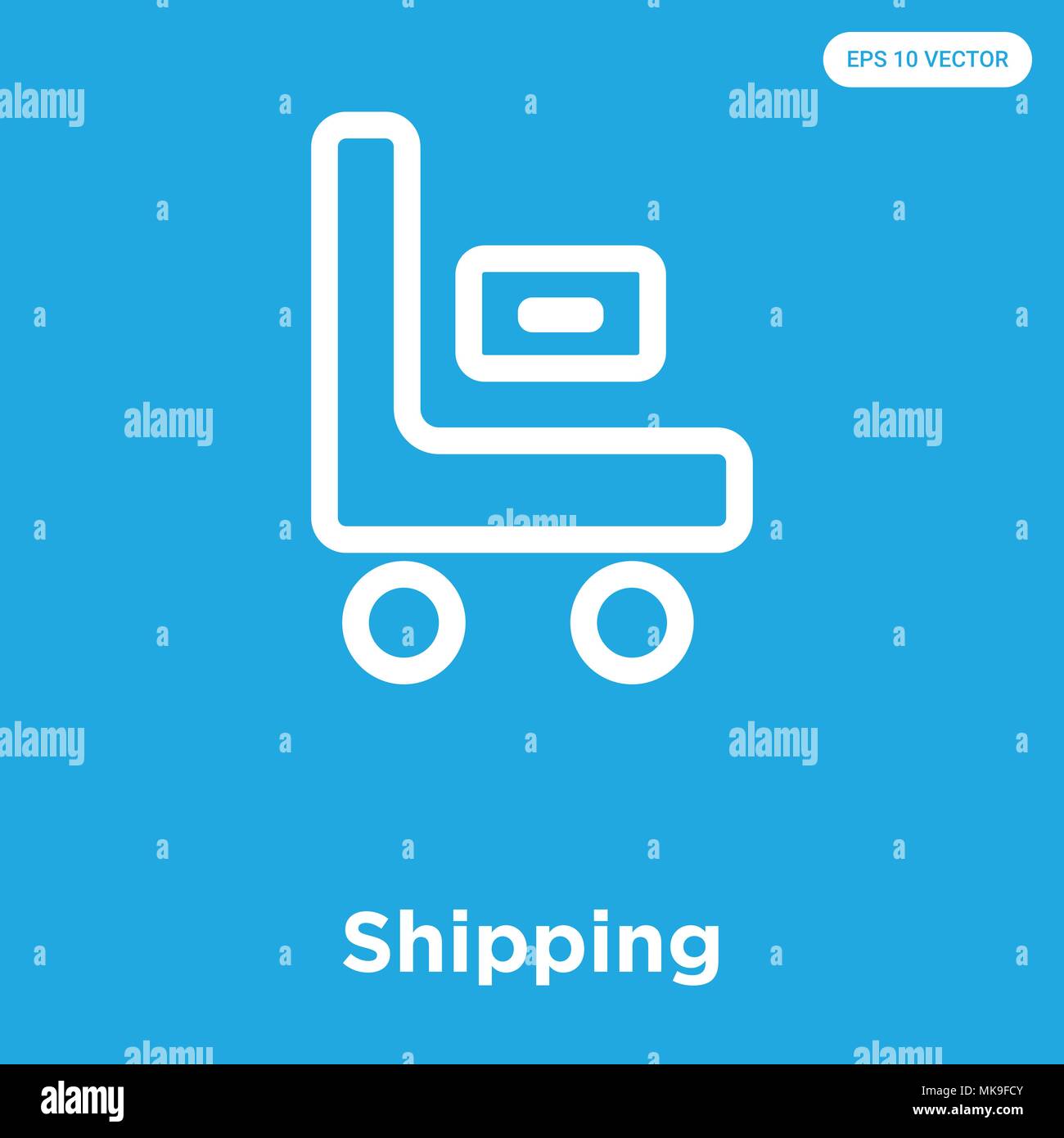 Shipping vector icon isolated on blue background, sign and symbol Stock ...