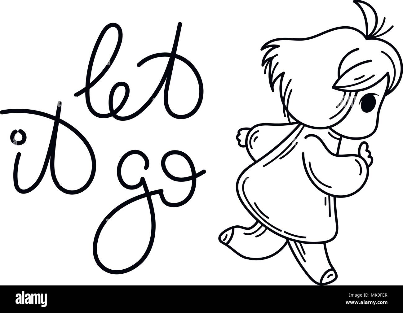 Let it go. Cute cartoon kids. Vector and illustration Stock Vector ...
