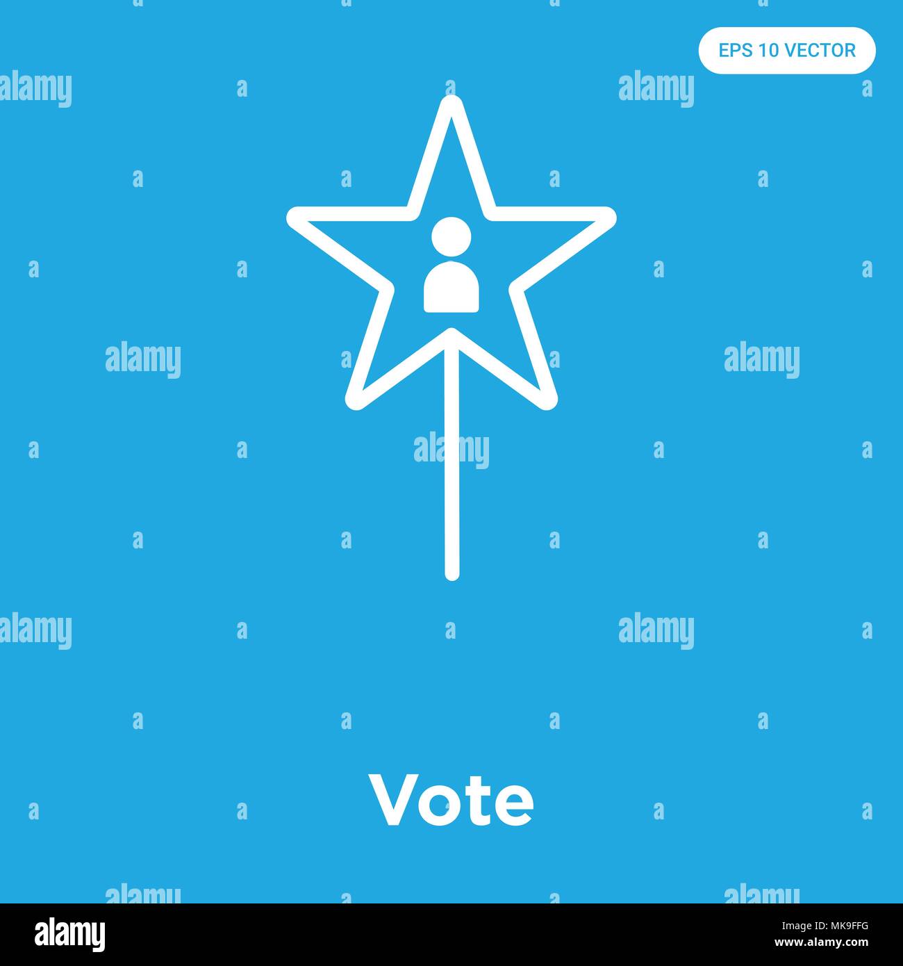 Vote vector icon isolated on blue background, sign and symbol Stock ...