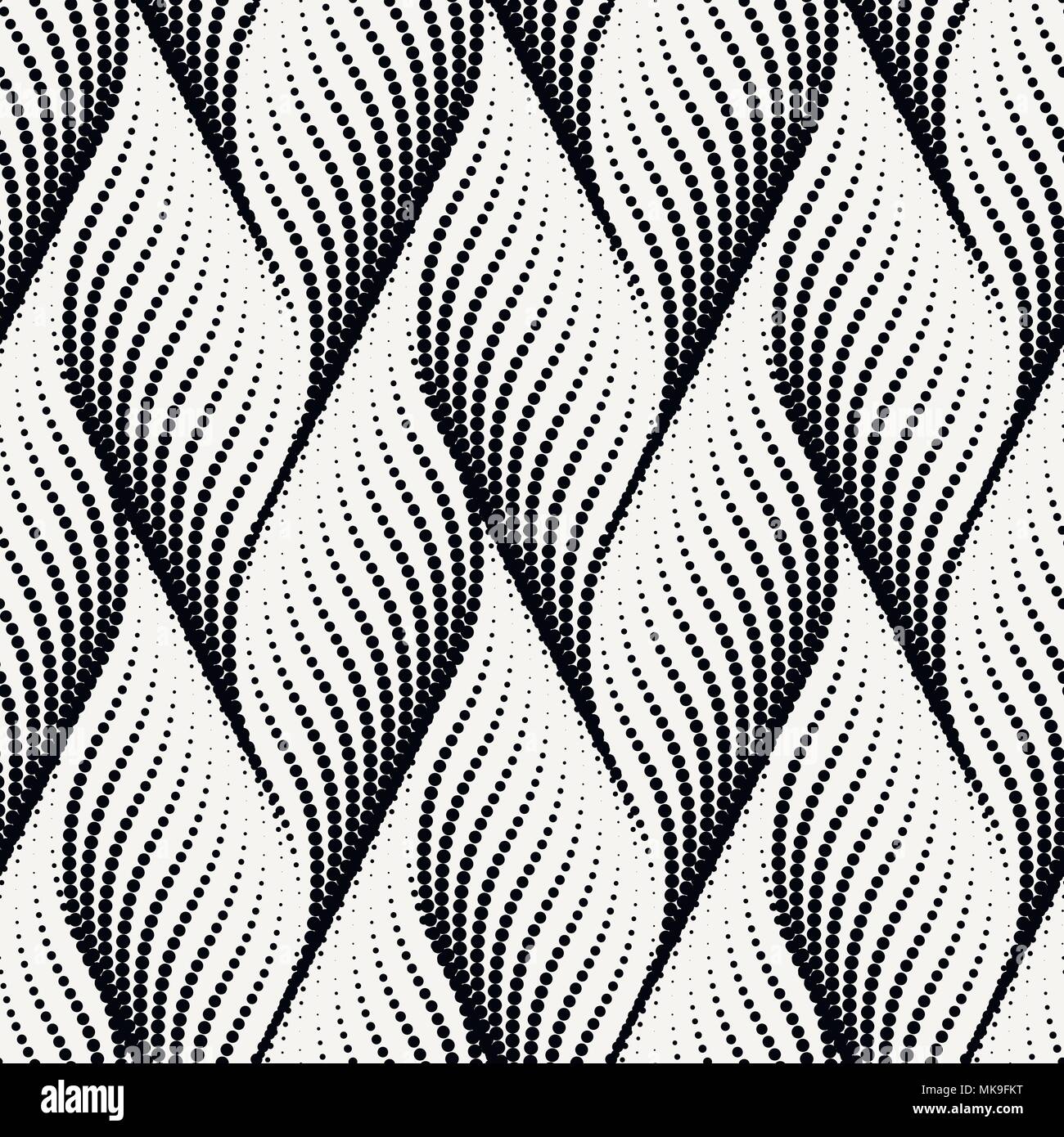 Abstract dotted wave stylish texture. Endless modern halftone background. Vector seamless ...