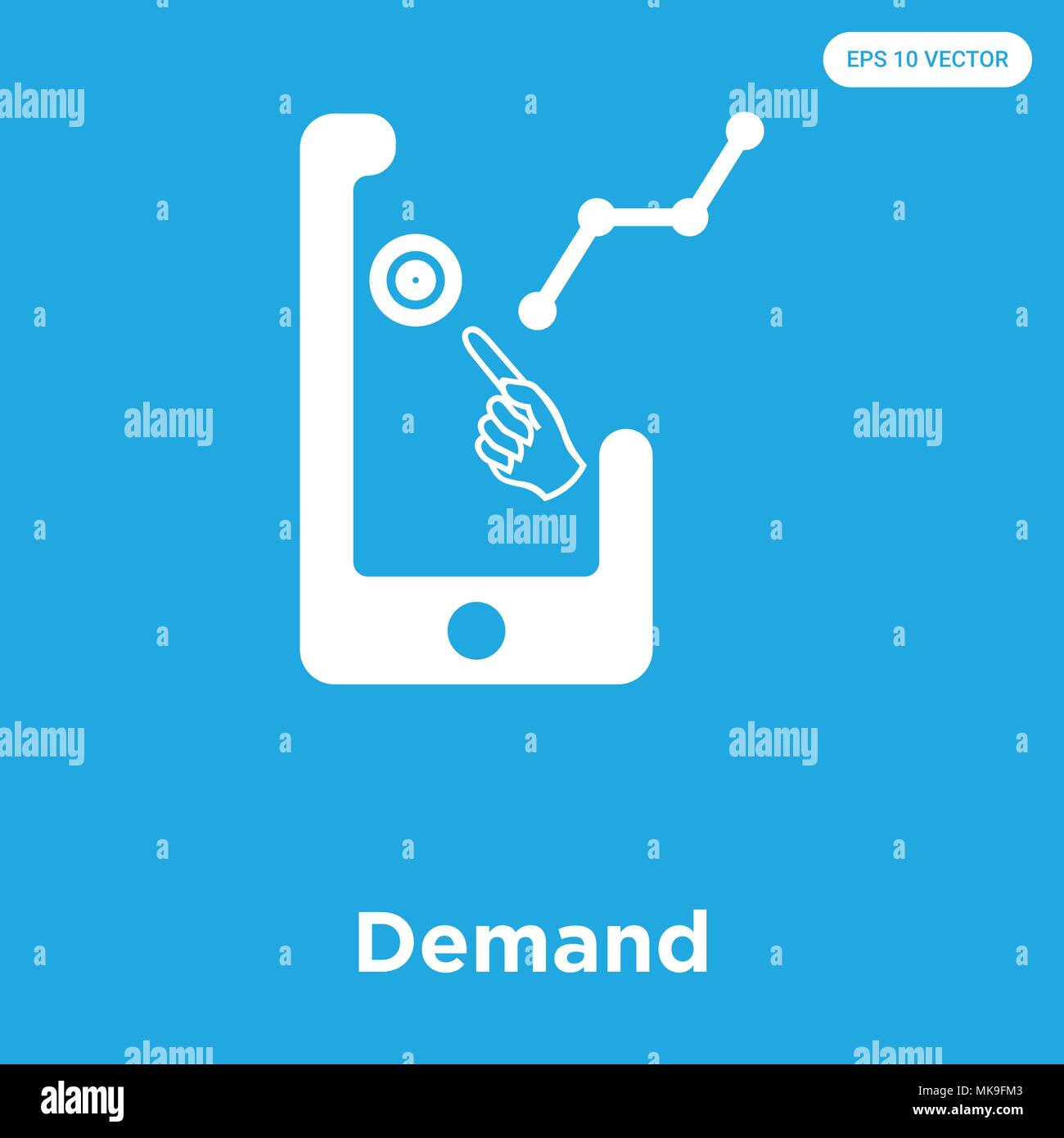 Demand vector icon isolated on blue background, sign and symbol Stock ...