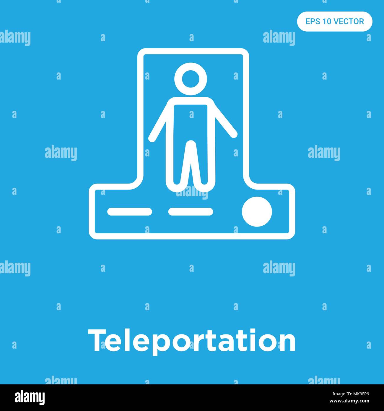 Teleportation vector icon isolated on blue background, sign and symbol ...