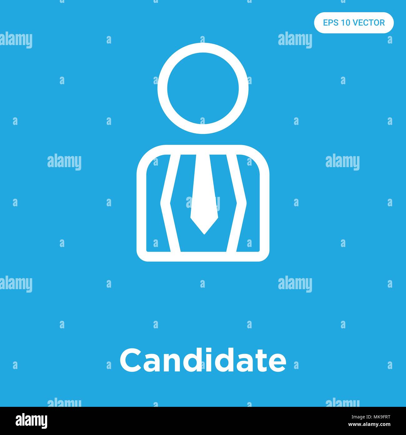 Candidate vector icon isolated on blue background, sign and symbol ...