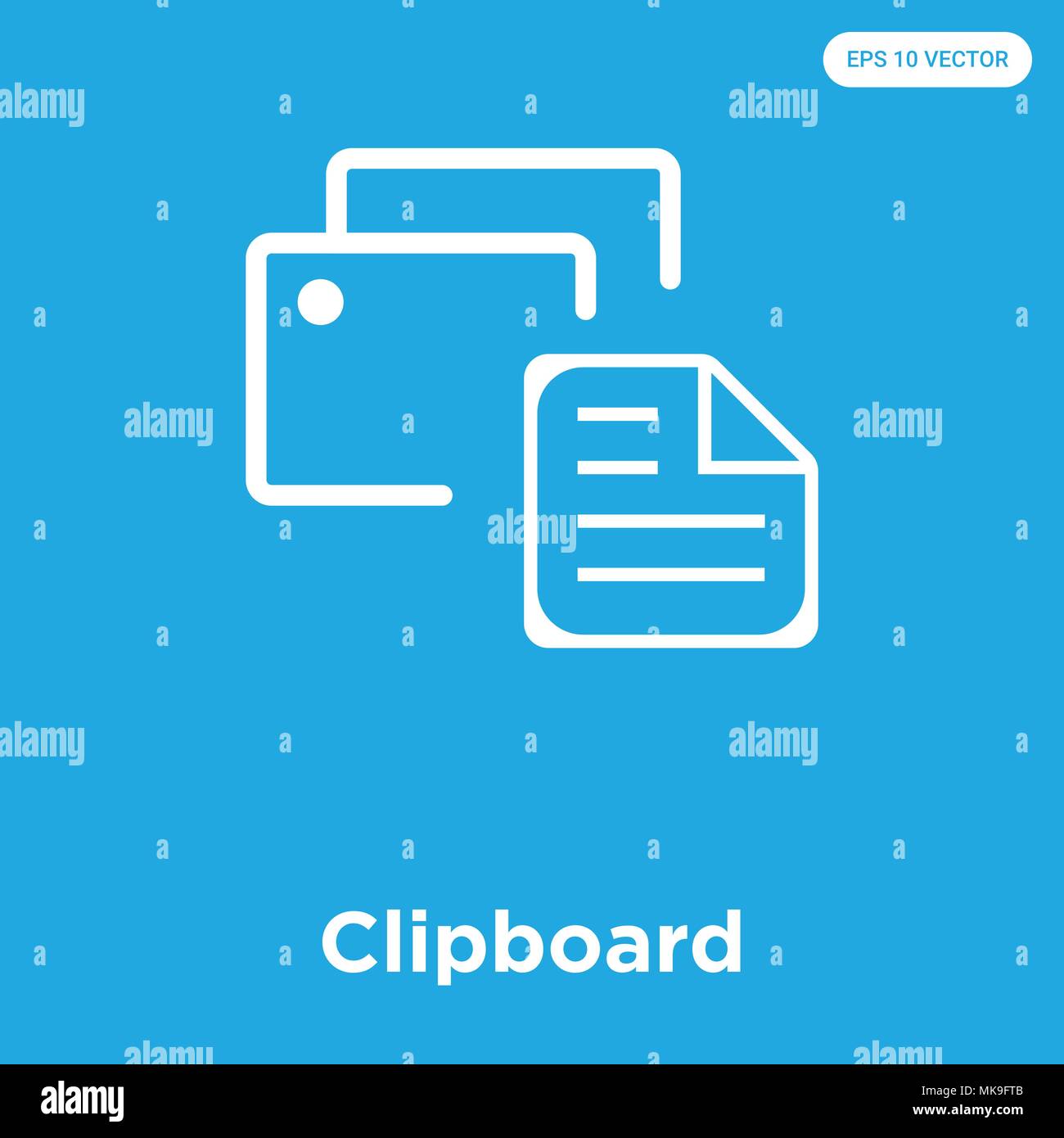 Clipboard vector icon isolated on blue background, sign and symbol ...