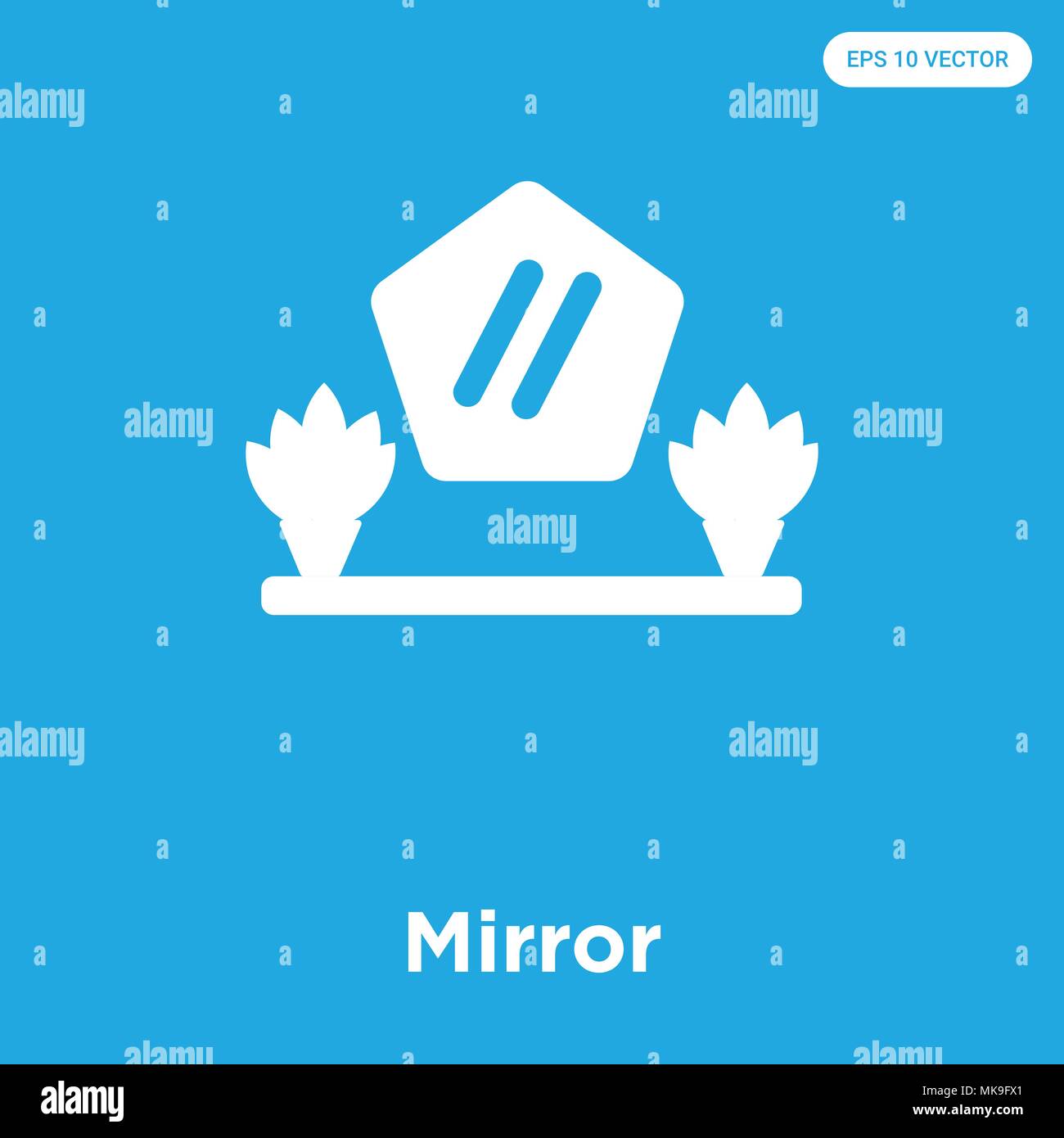 Mirror vector icon isolated on blue background, sign and symbol Stock ...