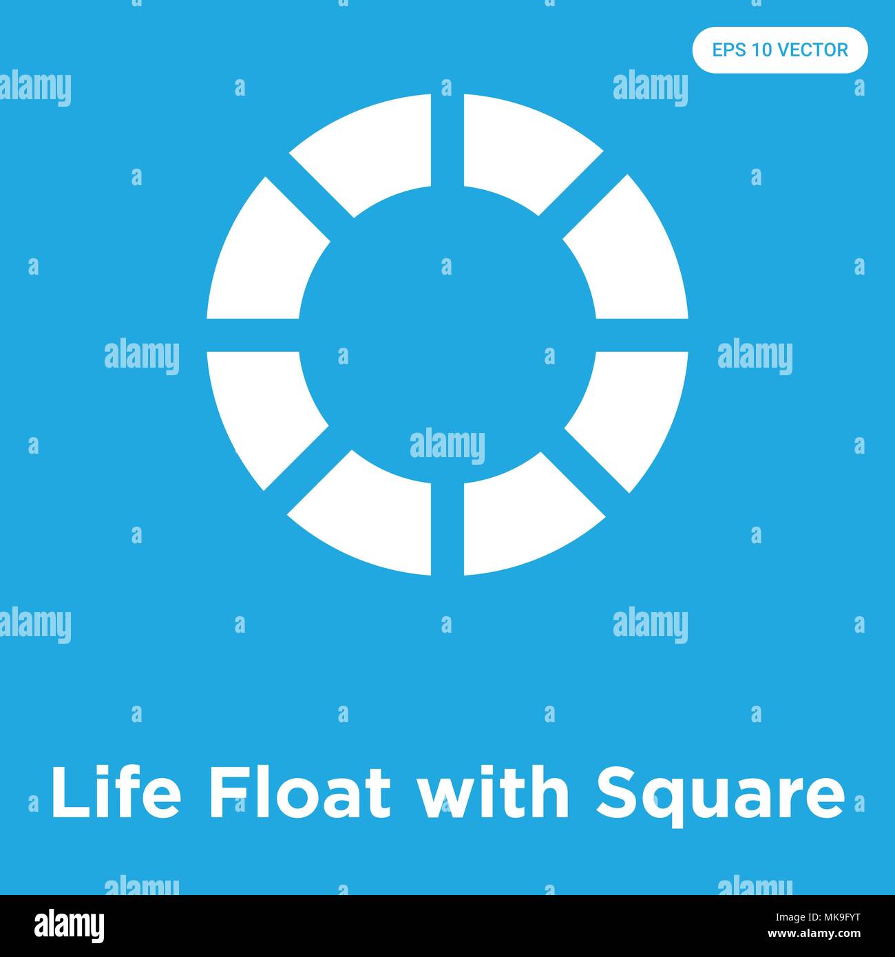 Life Float with Square vector icon isolated on blue background, sign ...
