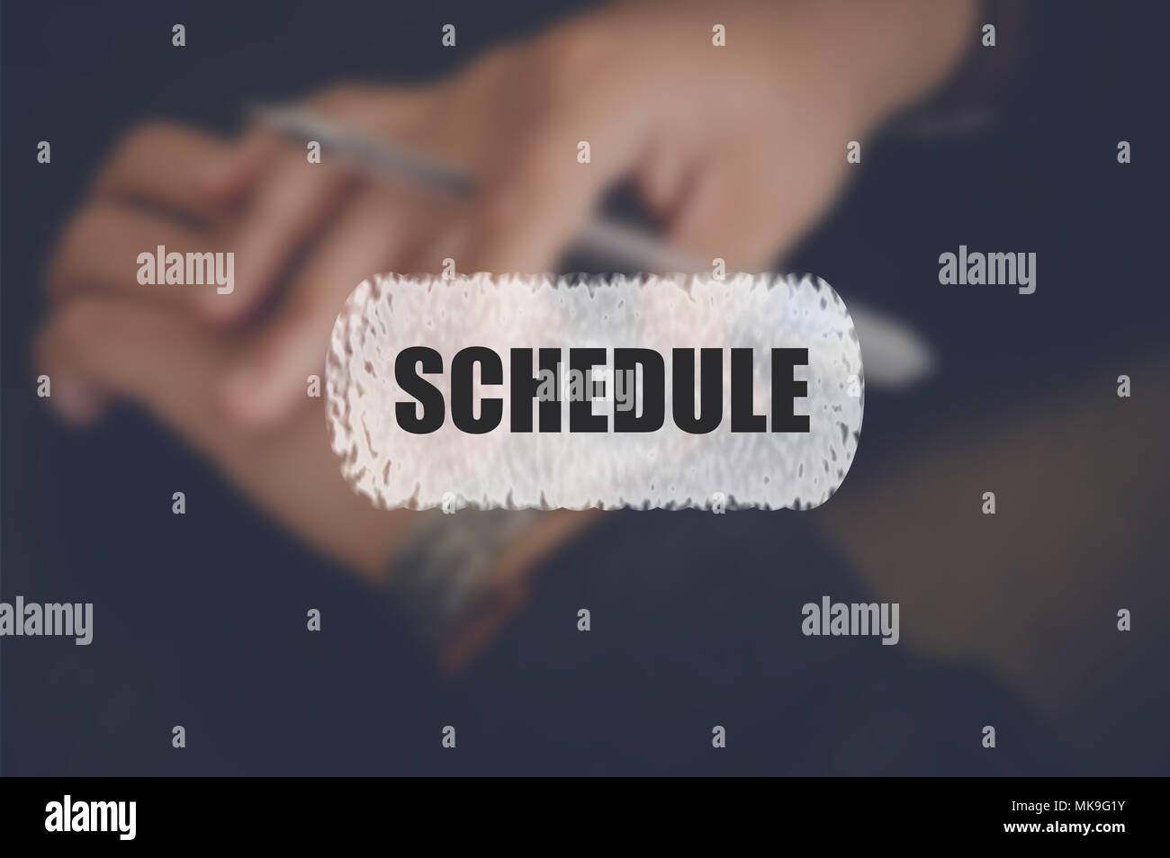 Schedule word with blurring business background Stock Photo - Alamy