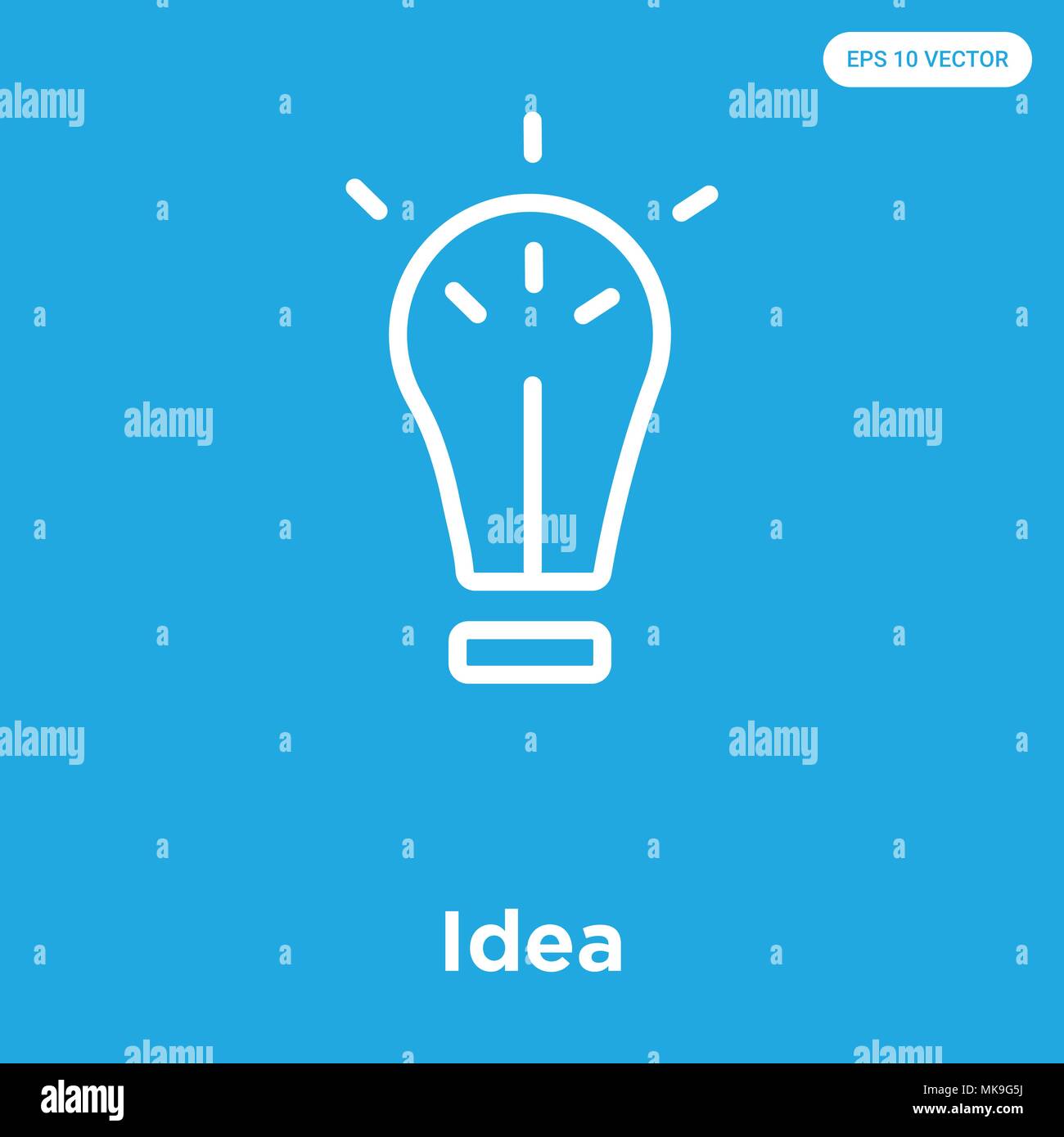 Idea vector icon isolated on blue background, sign and symbol Stock ...