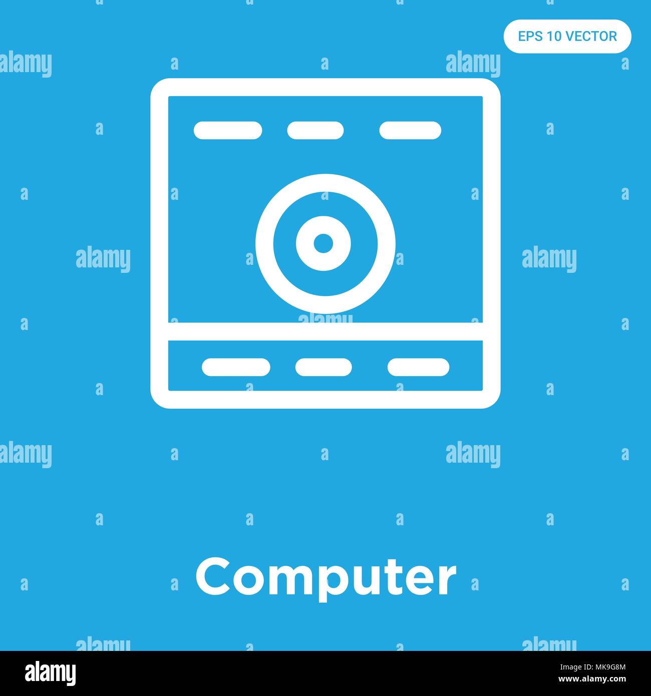 Computer vector icon isolated on blue background, sign and symbol Stock ...