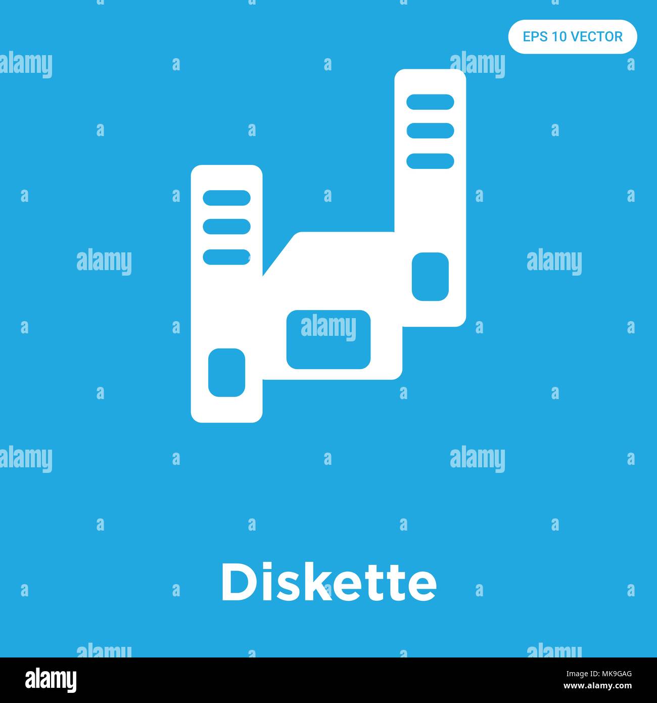 Diskette vector icon isolated on blue background, sign and symbol Stock ...