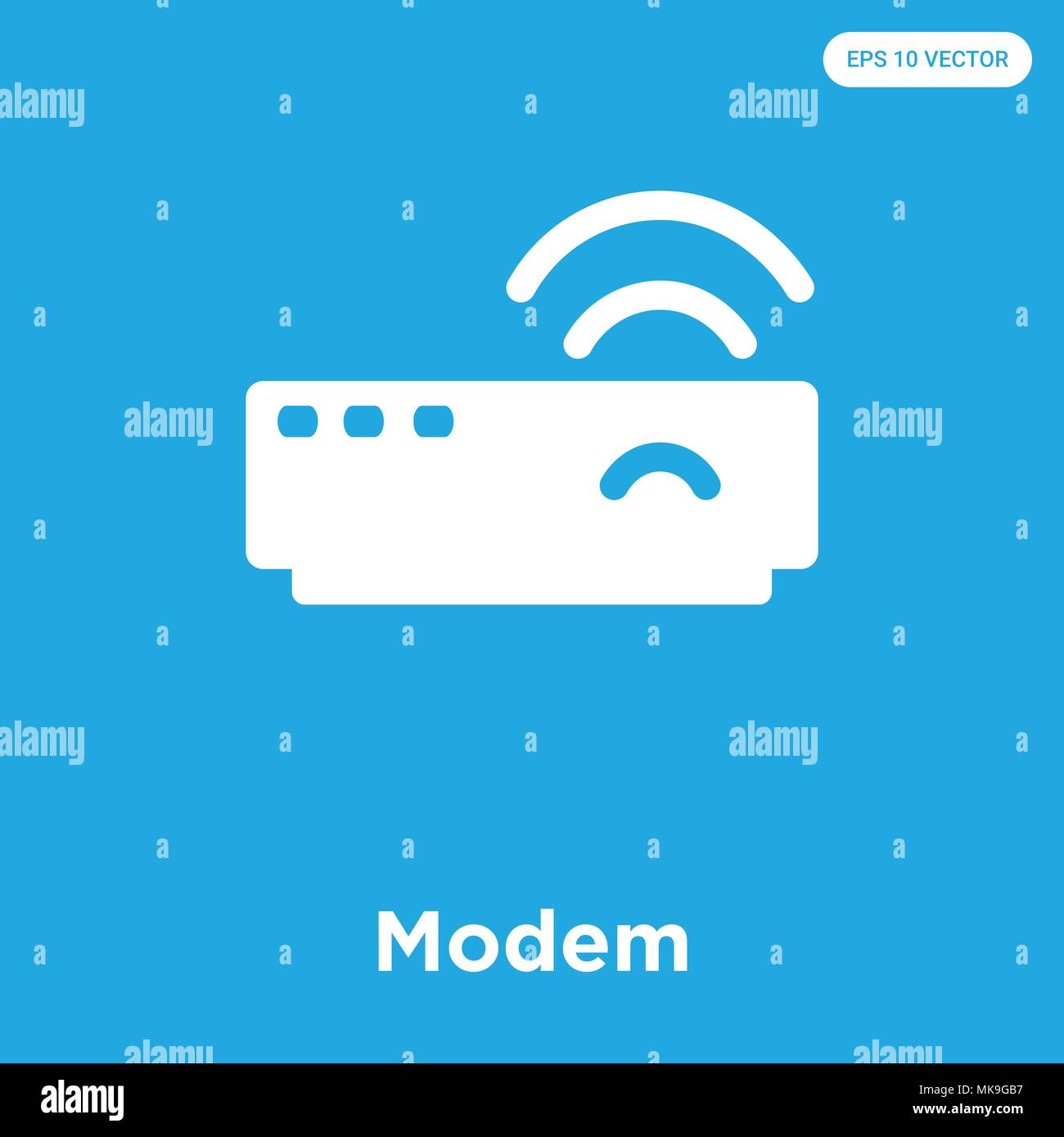 Modem vector icon isolated on blue background, sign and symbol Stock ...
