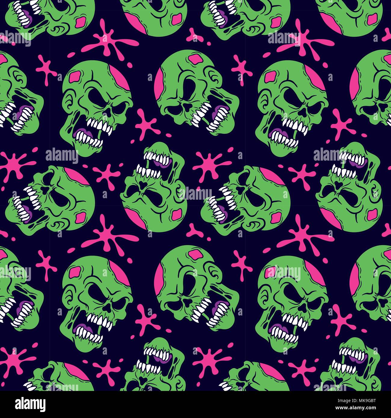 Vector illustration seamless pattern with Zombie face cartoon Stock ...