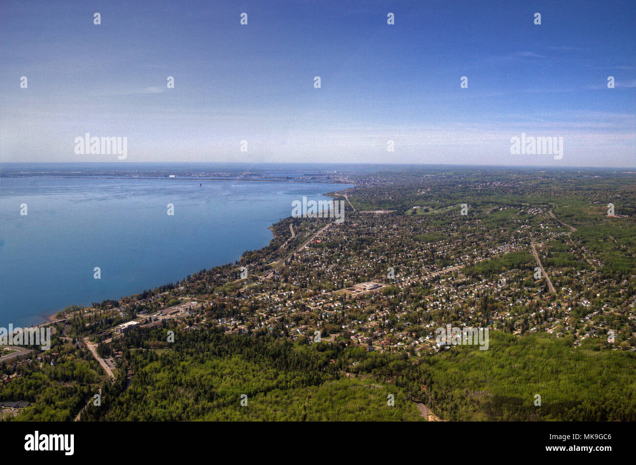 Duluth, Minnesota seen from above from a Helicopter Stock Photo - Alamy