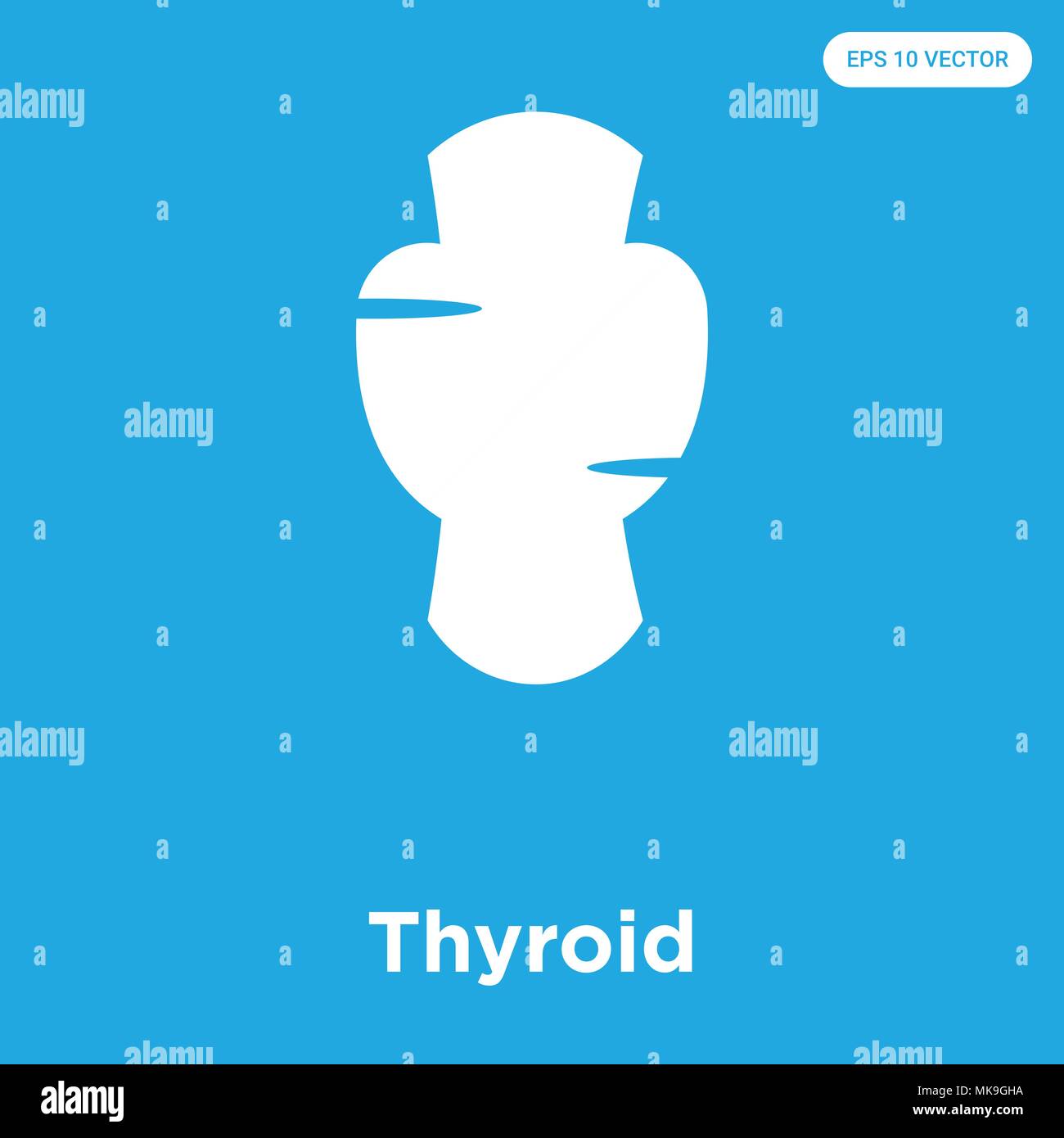 Thyroid vector icon isolated on blue background, sign and symbol Stock ...