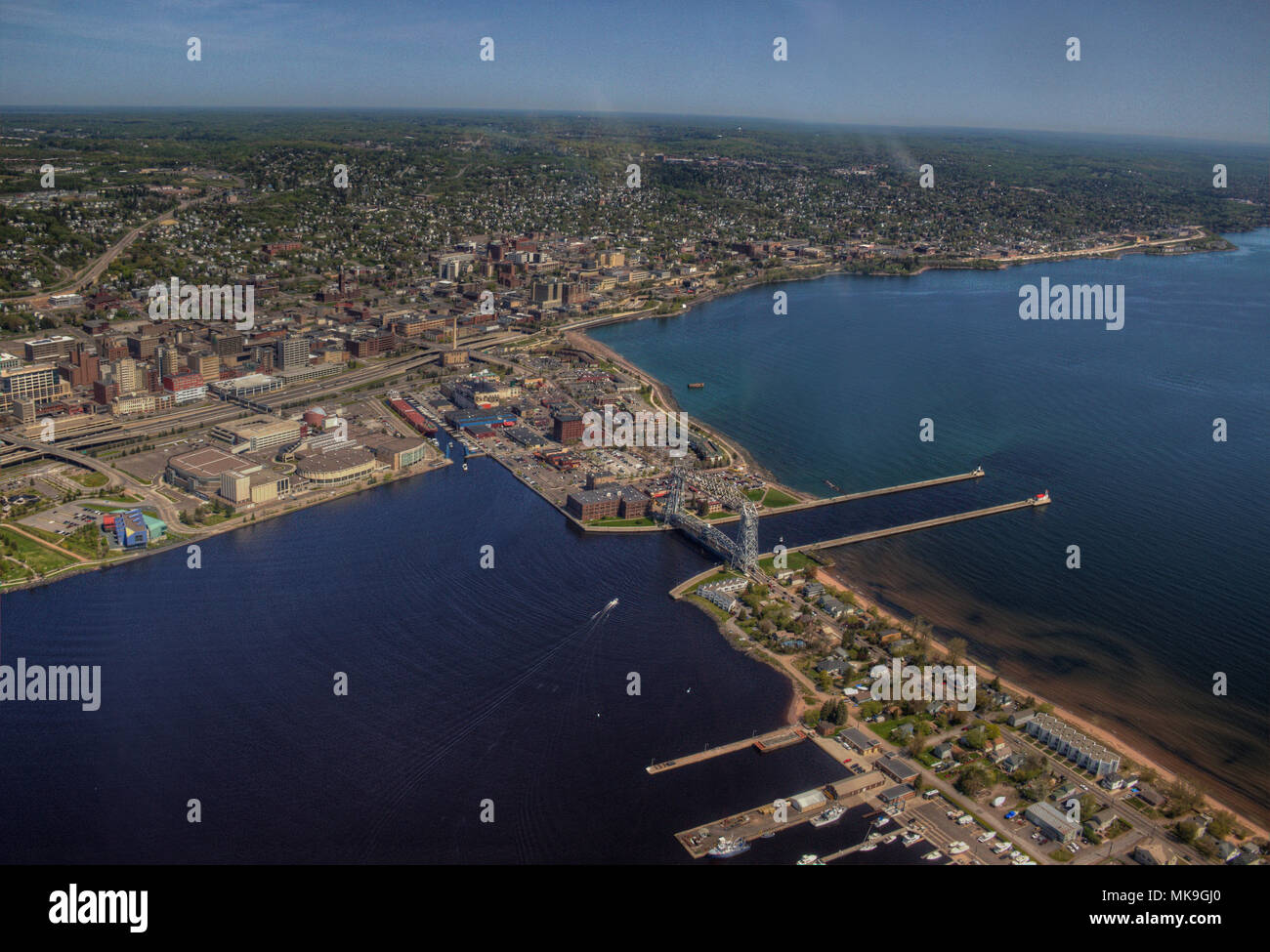 Duluth, Minnesota seen from above from a Helicopter Stock Photo - Alamy