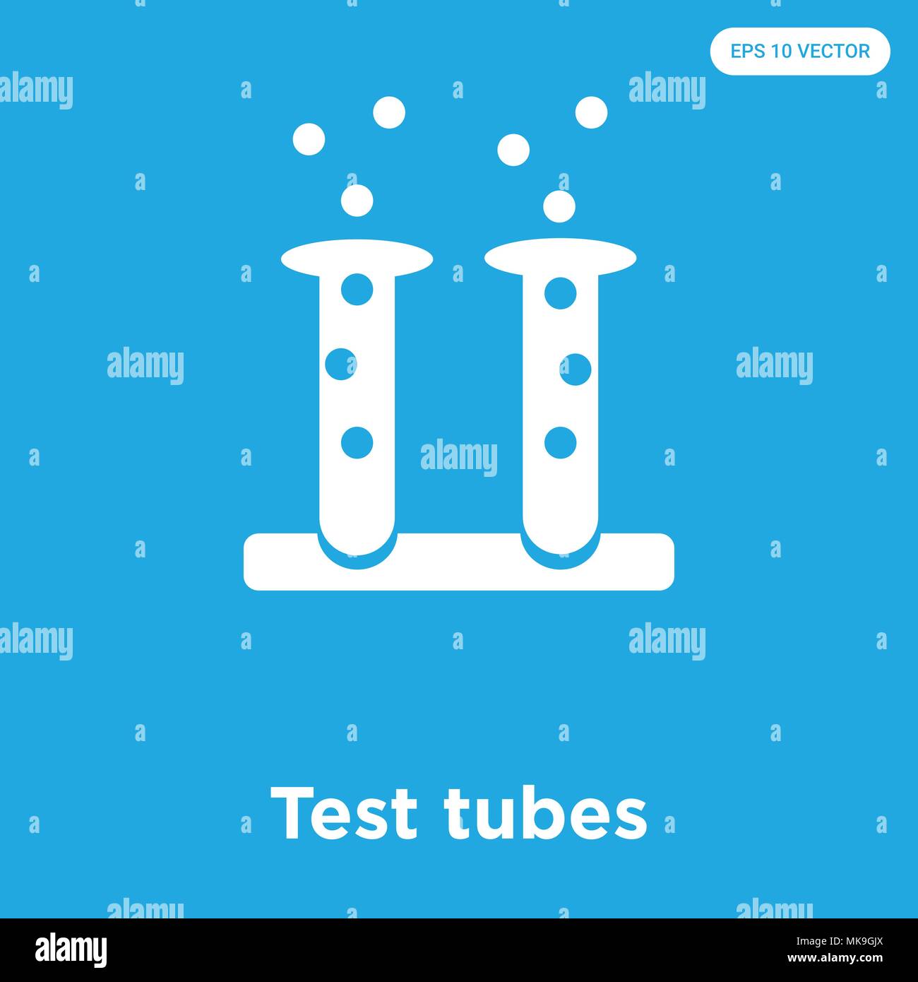 Test tubes vector icon isolated on blue background, sign and symbol ...