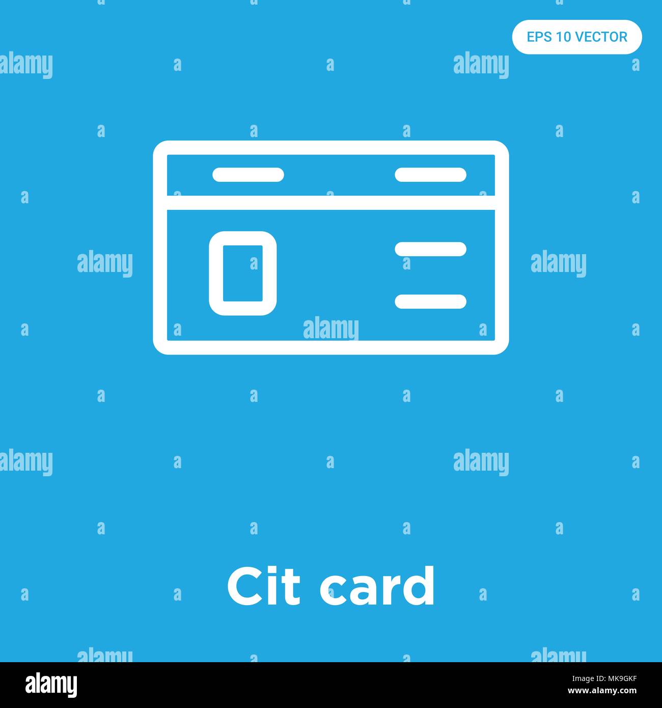Cit card vector icon isolated on blue background, sign and symbol Stock ...
