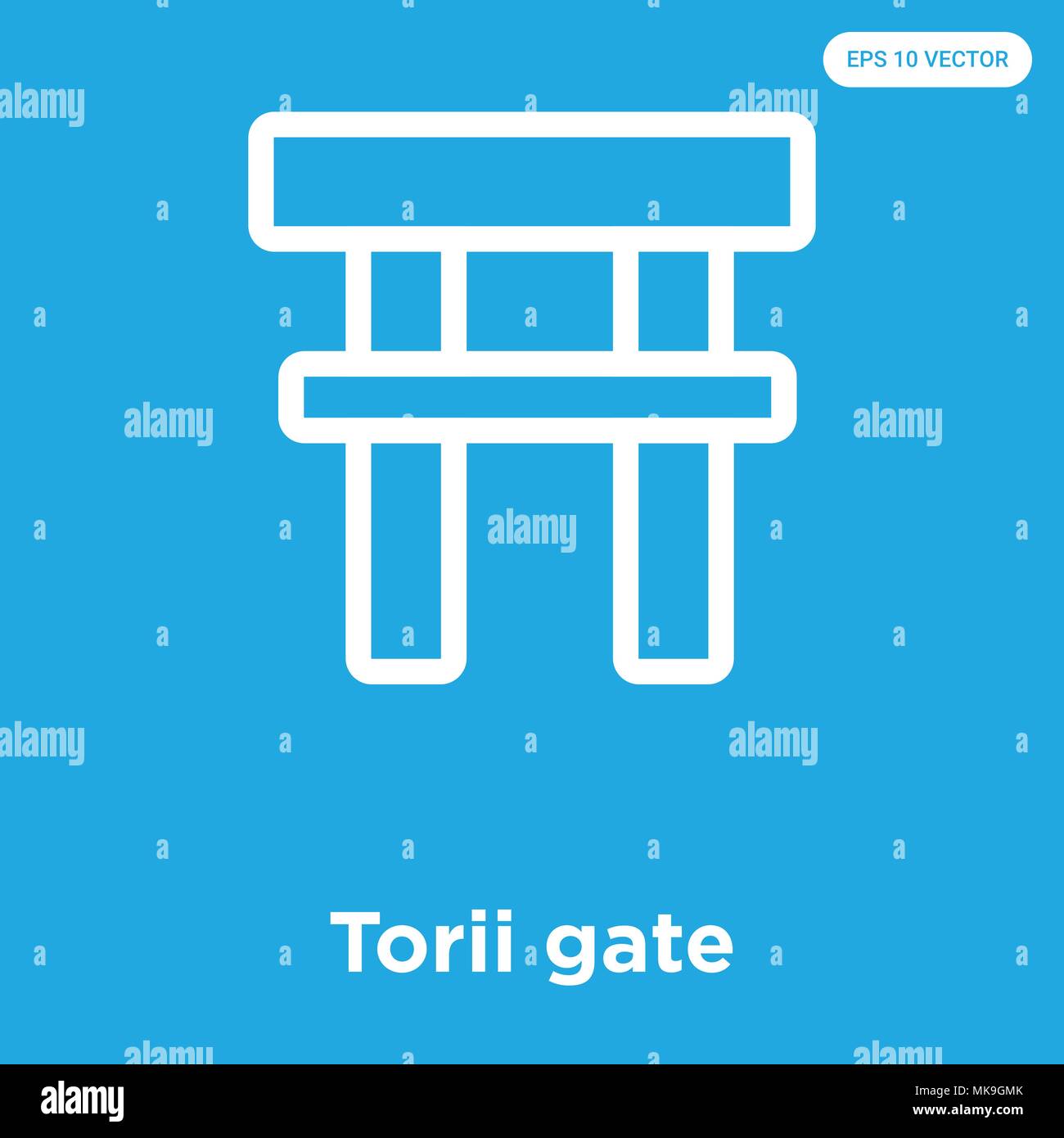 Torii gate vector icon isolated on blue background, sign and symbol ...