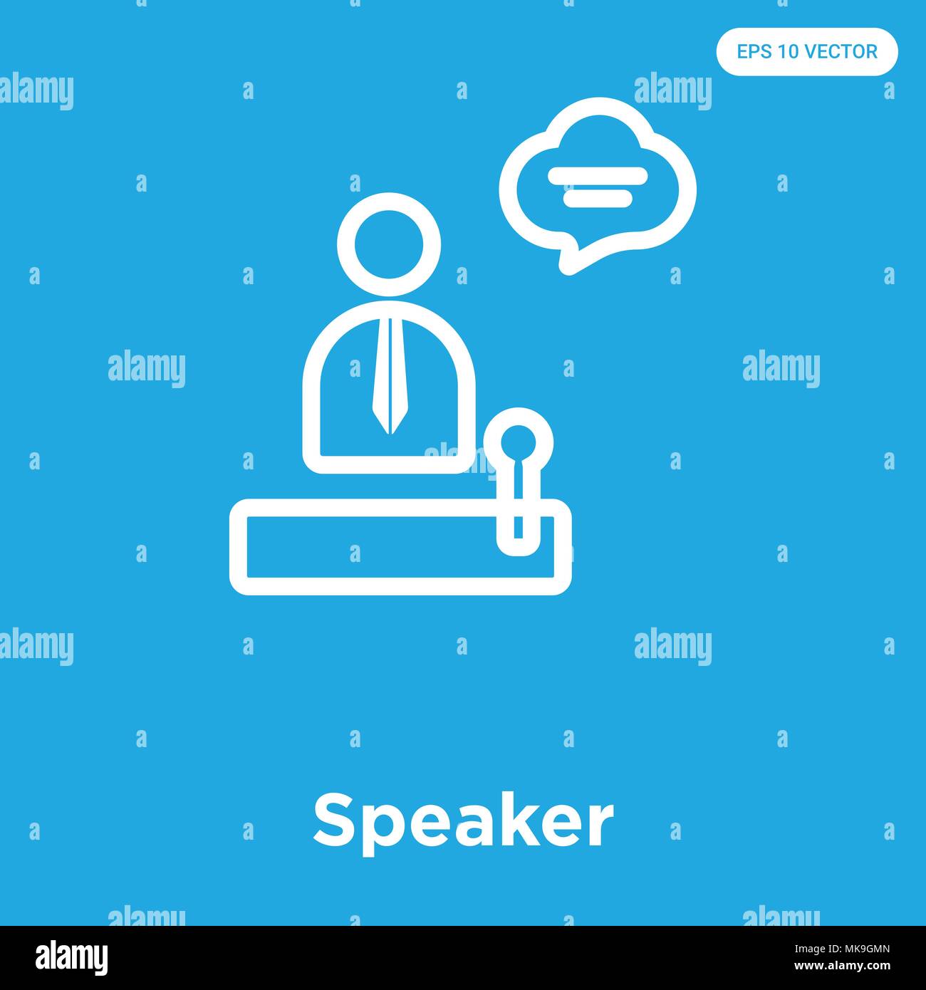 Speaker vector icon isolated on blue background, sign and symbol Stock ...