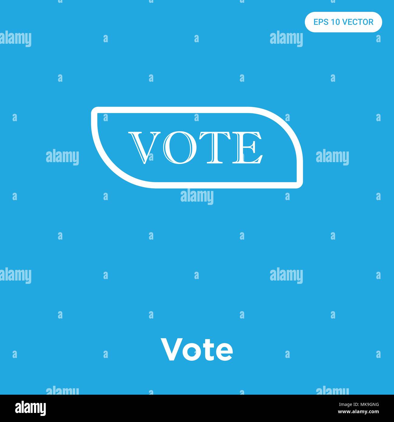 Vote vector icon isolated on blue background, sign and symbol Stock ...