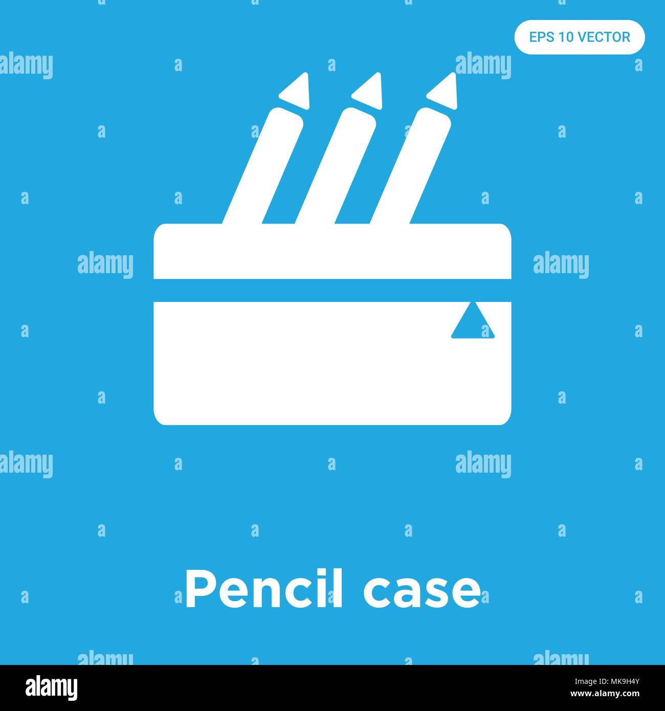Pencil case vector icon isolated on blue background, sign and symbol ...