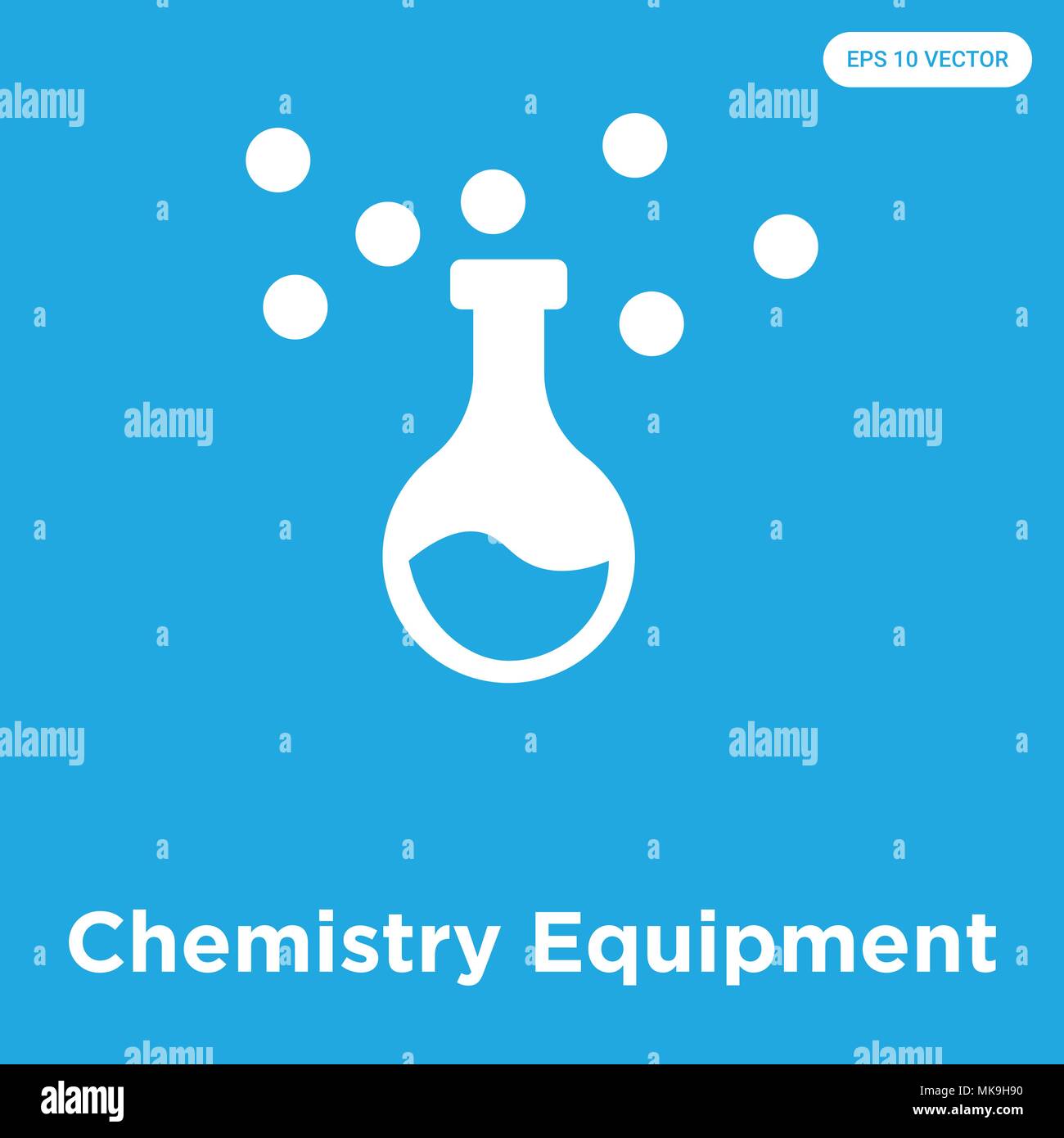 Chemistry Equipment vector icon isolated on blue background, sign and ...
