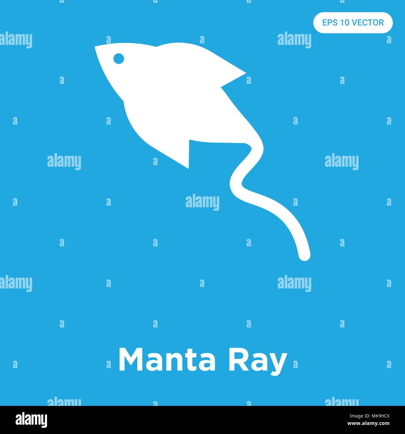 Manta Ray vector icon isolated on blue background, sign and symbol ...
