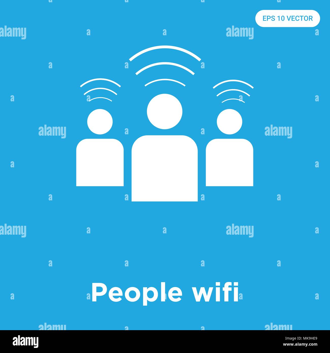 People wifi vector icon isolated on blue background, sign and symbol ...