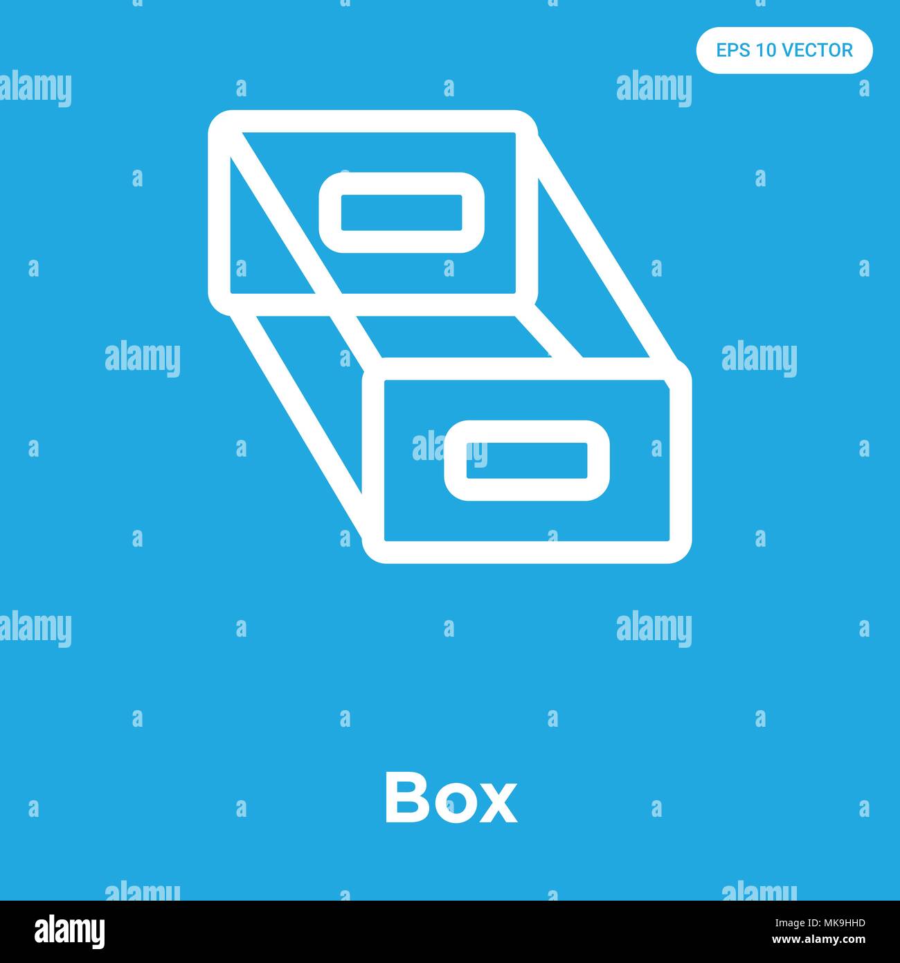 Box vector icon isolated on blue background, sign and symbol Stock ...