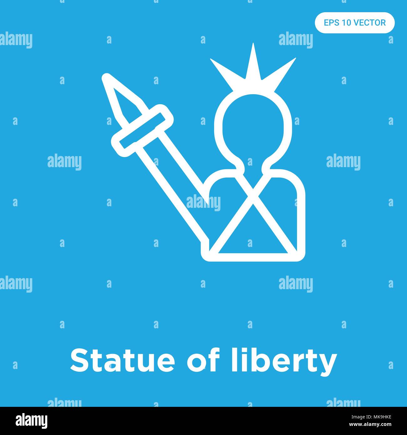 Statue of liberty vector icon isolated on blue background, sign and ...