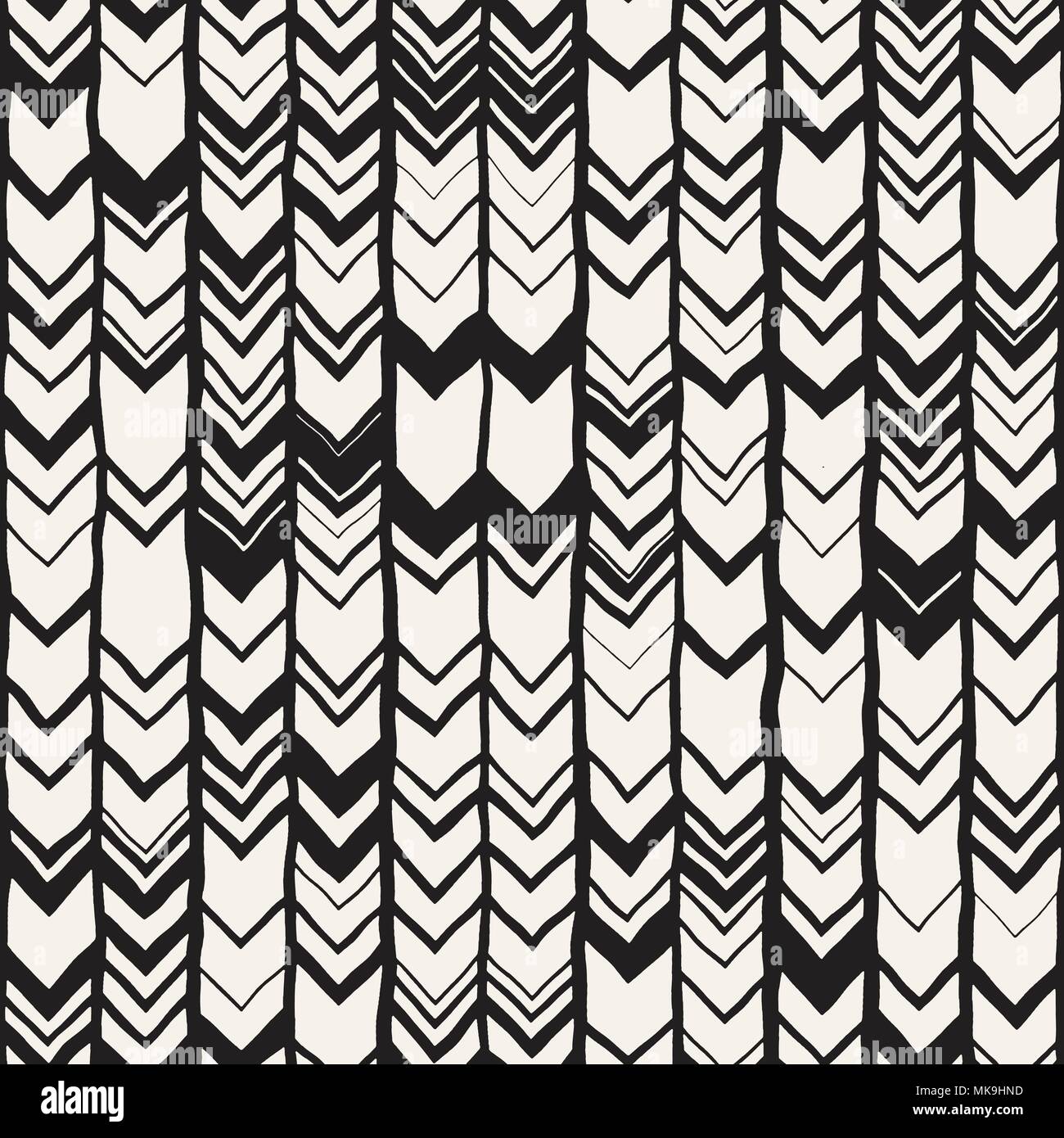 Seamless hand drawn style chevron pattern in black and white. Abstract ...