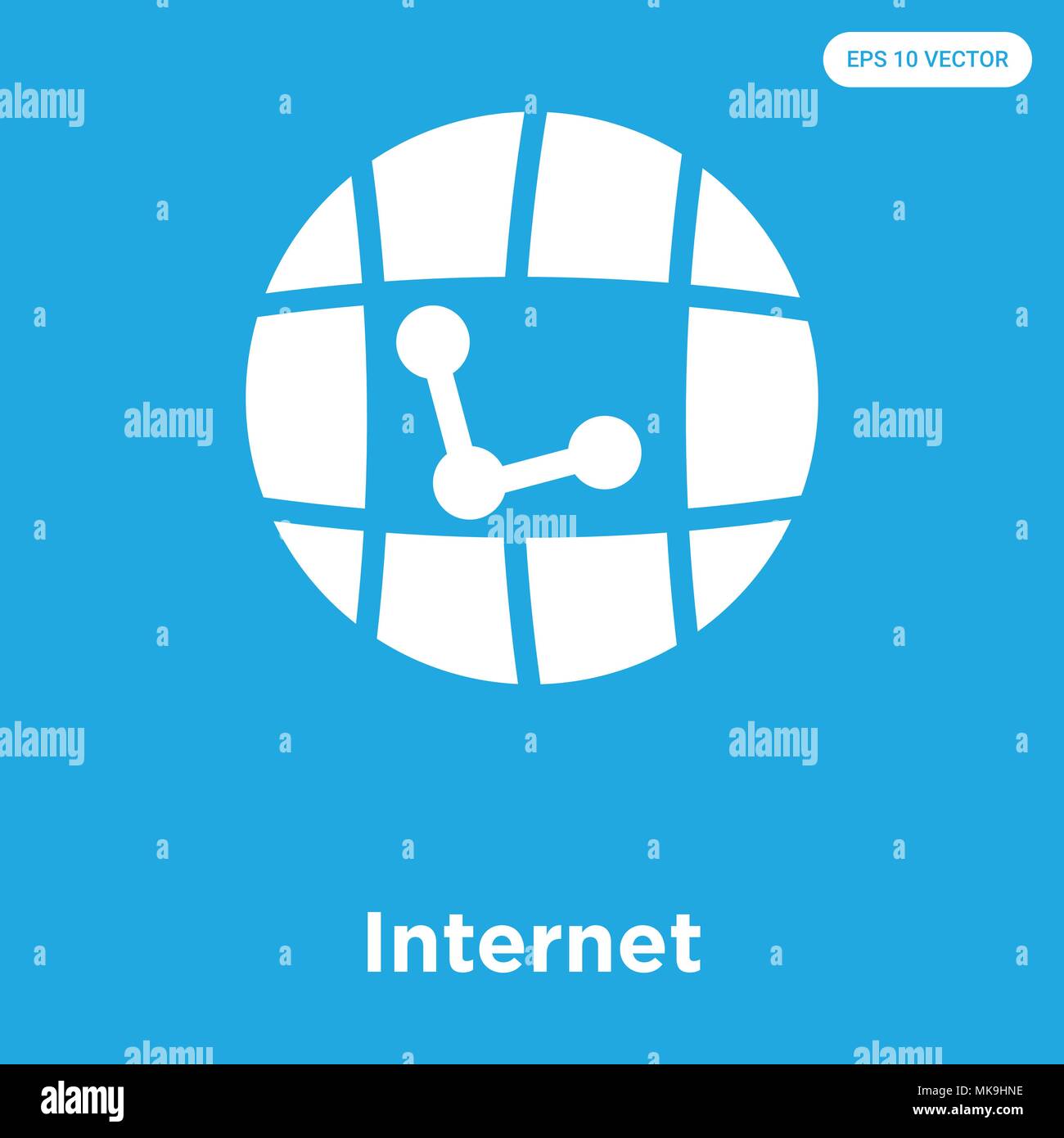 Internet vector icon isolated on blue background, sign and symbol Stock ...
