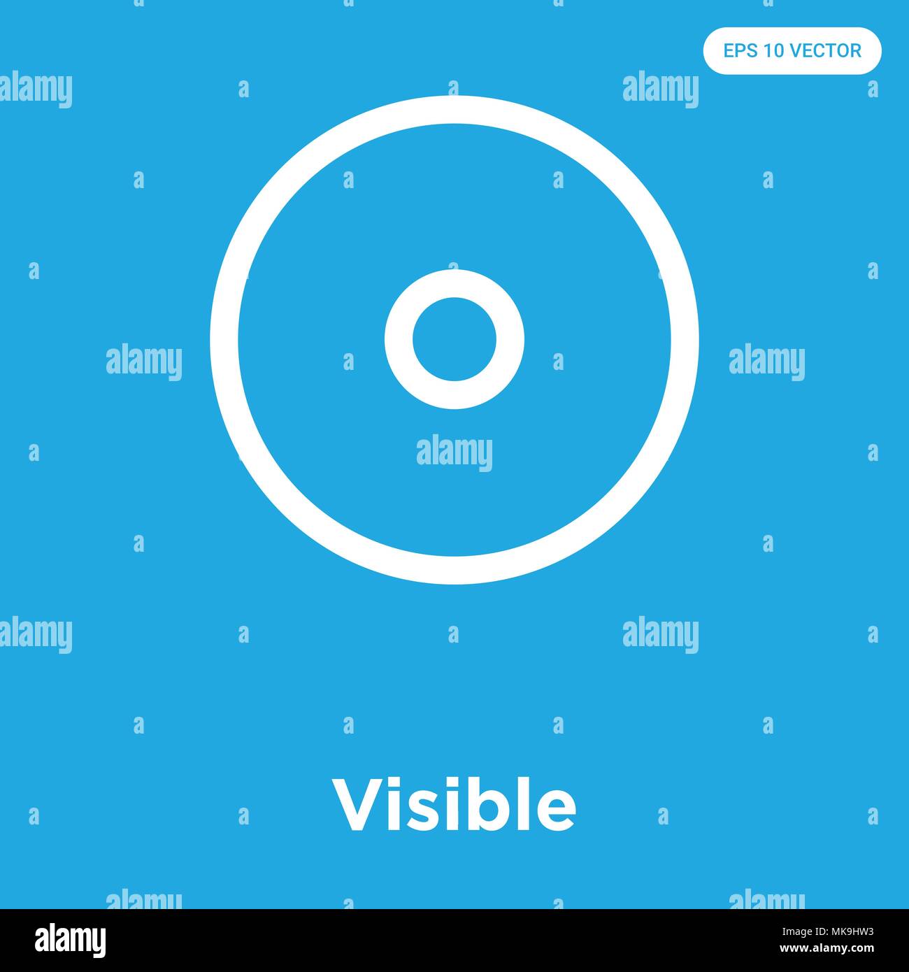 Visible vector icon isolated on blue background, sign and symbol Stock ...