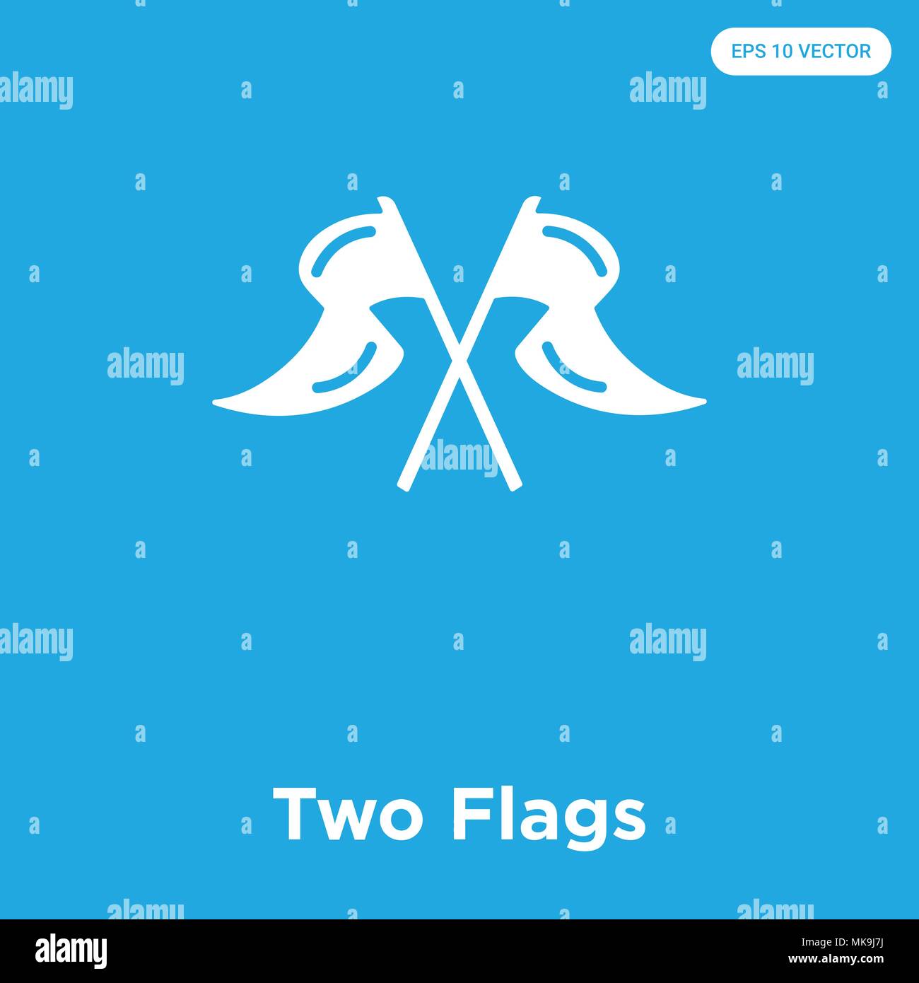 Two Flags vector icon isolated on blue background, sign and symbol ...