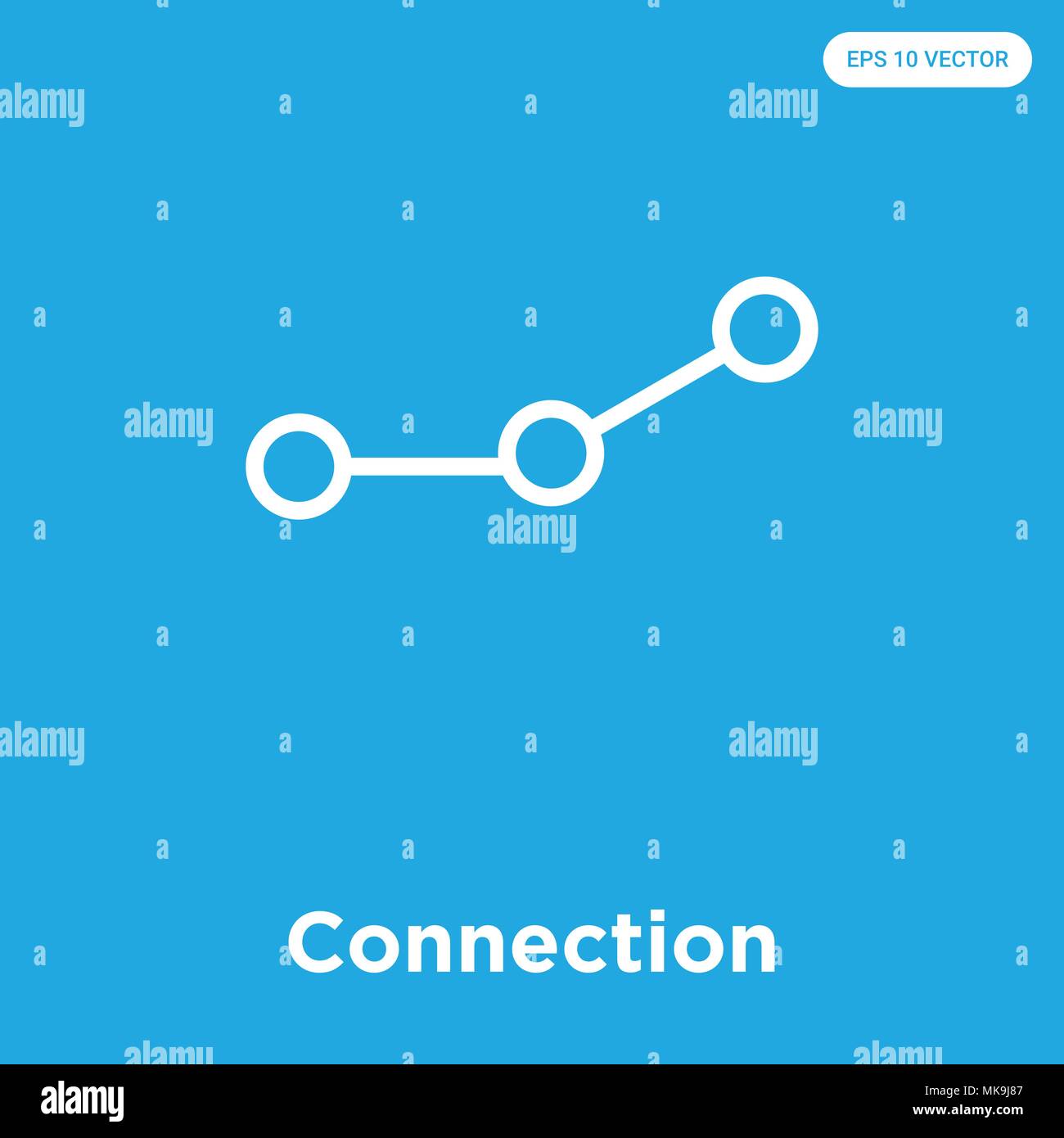 Connection vector icon isolated on blue background, sign and symbol ...