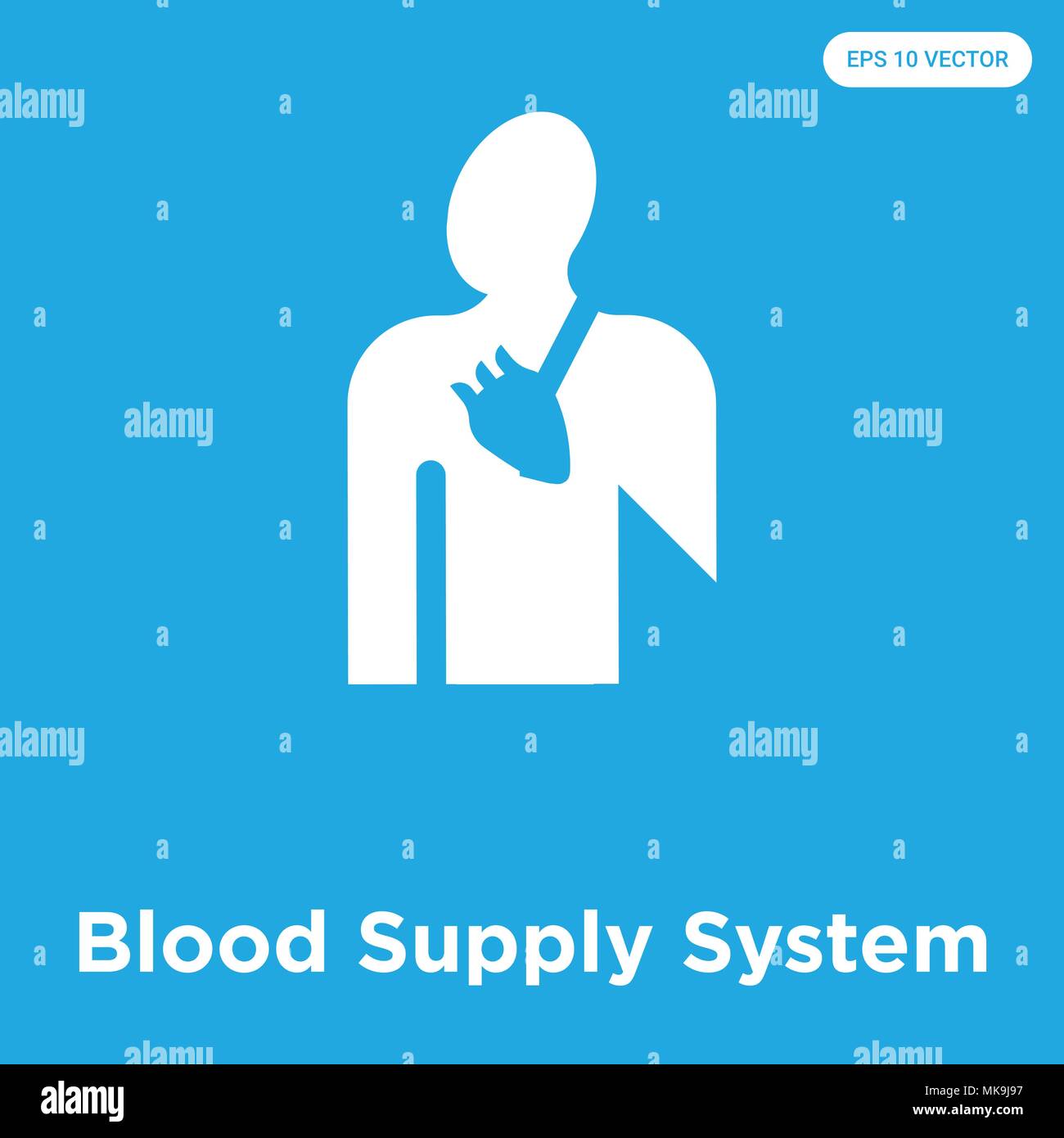 Blood Supply System vector icon isolated on blue background, sign and ...