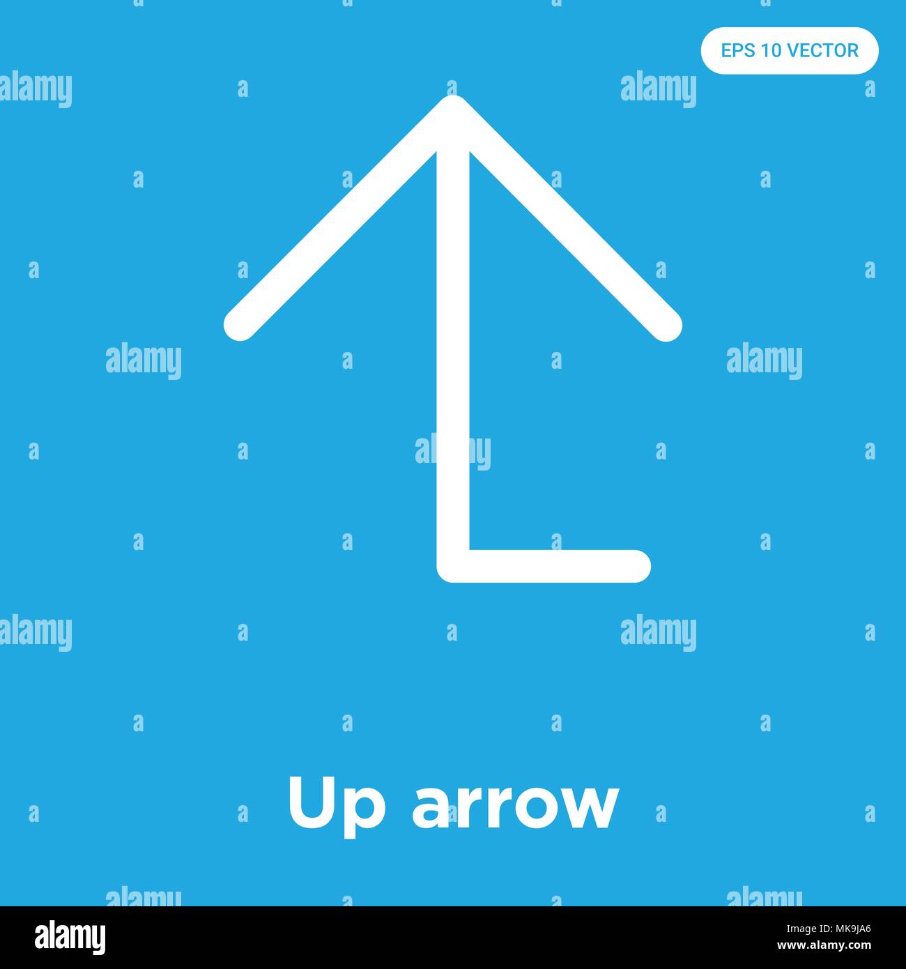 Up arrow vector icon isolated on blue background, sign and symbol Stock ...