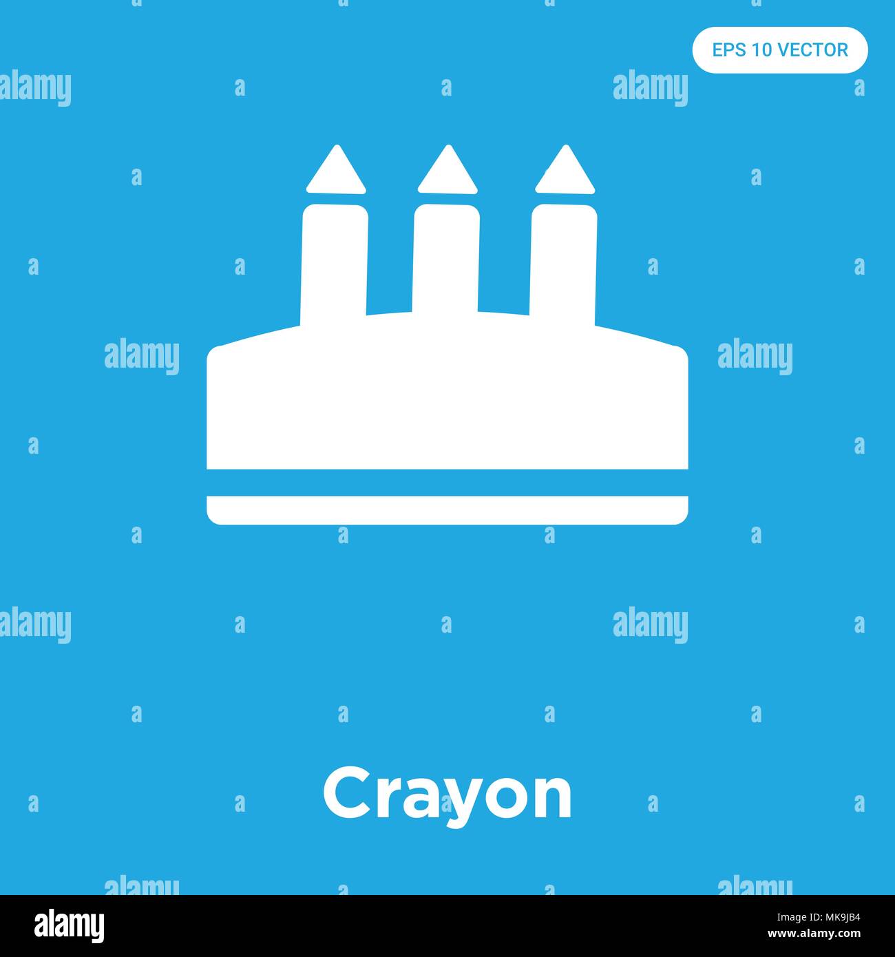 Crayon vector icon isolated on blue background, sign and symbol Stock ...