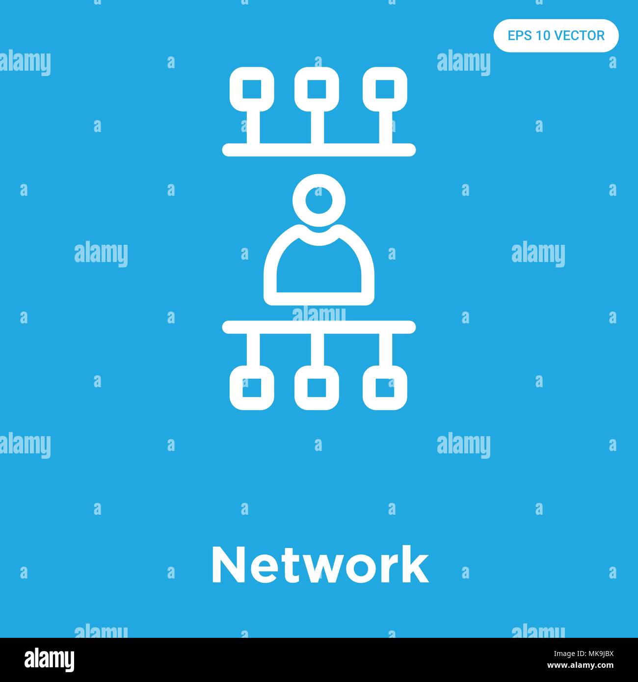 Network vector icon isolated on blue background, sign and symbol Stock ...