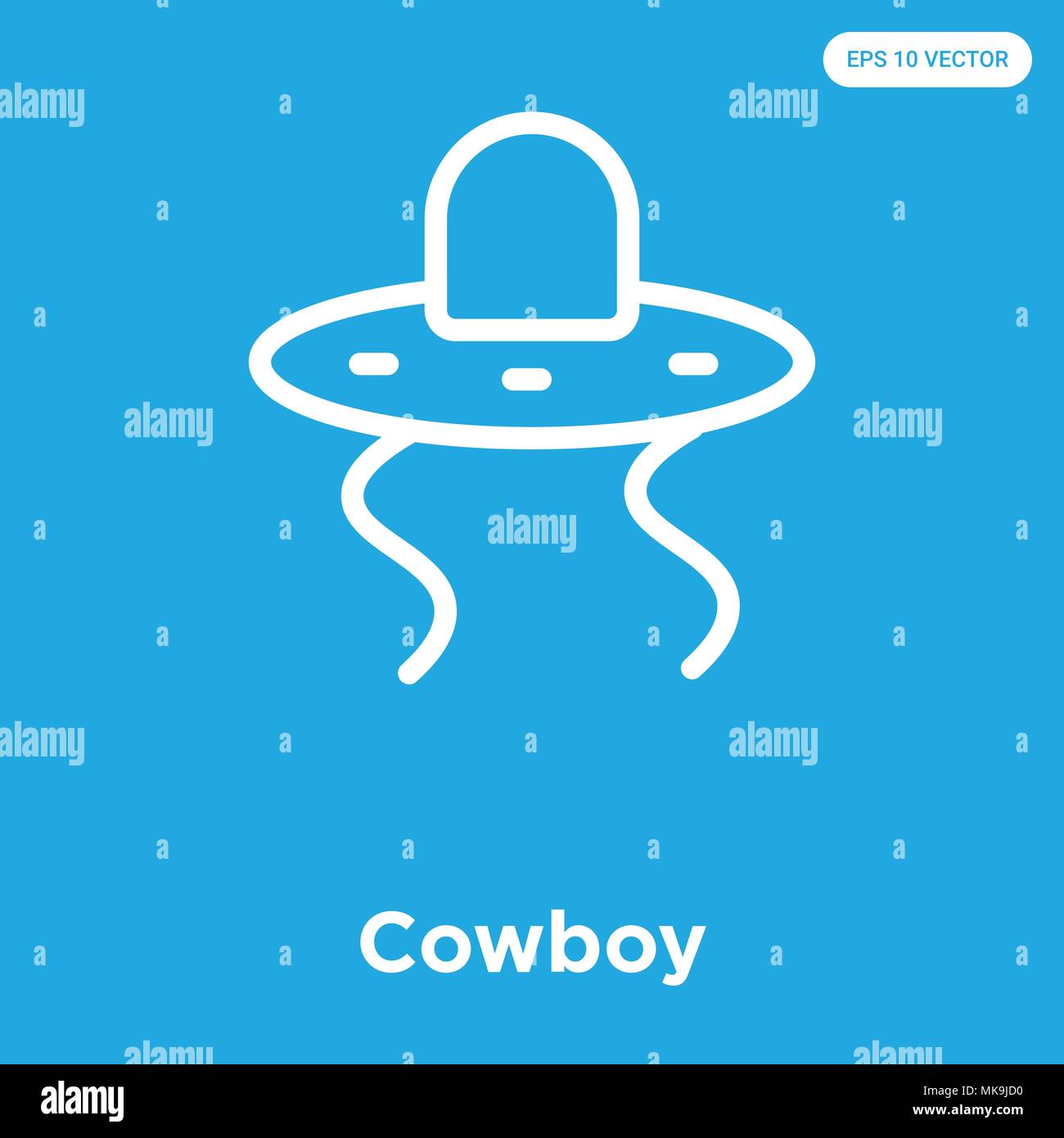 Cowboy vector icon isolated on blue background, sign and symbol Stock ...