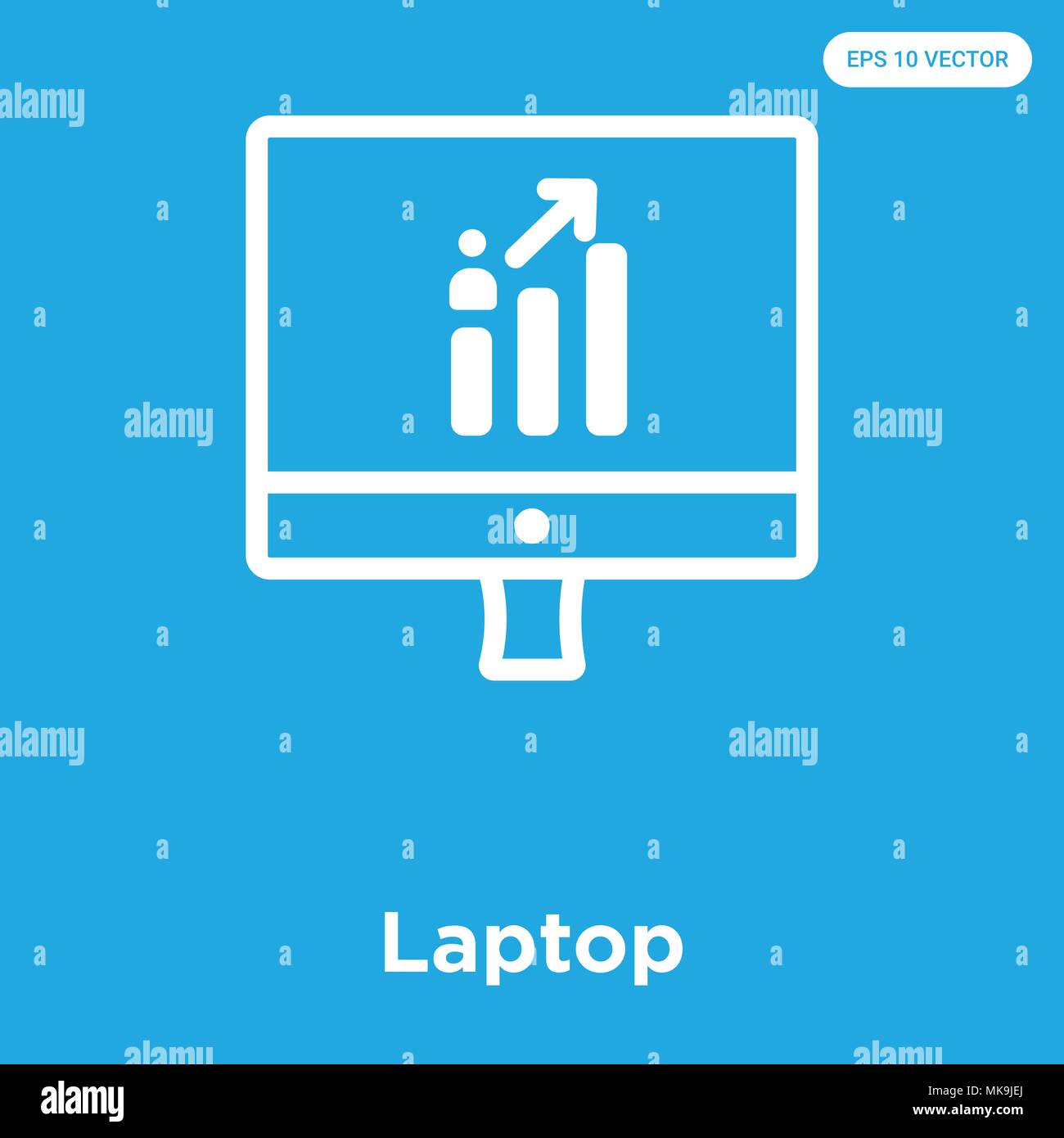 Laptop vector icon isolated on blue background, sign and symbol Stock ...