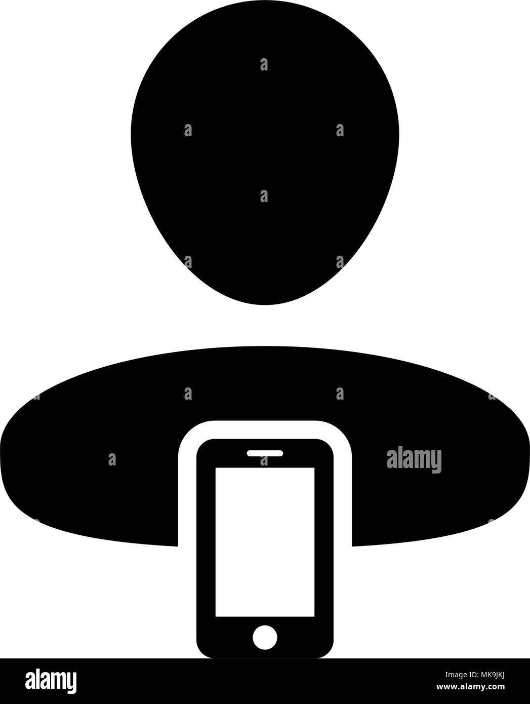 Mobile user icon vector male person profile avatar with smartphone ...