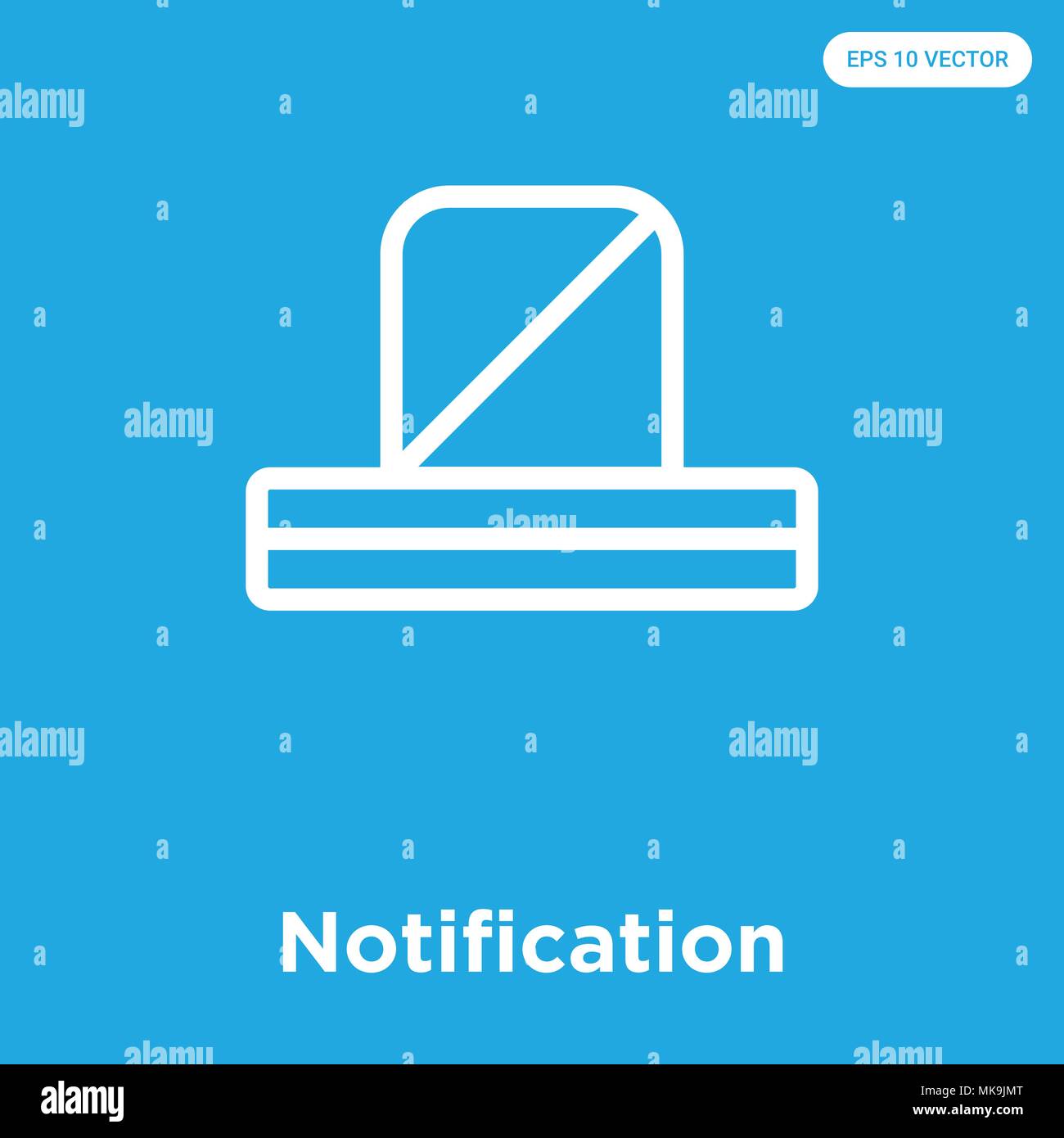 Notification vector icon isolated on blue background, sign and symbol ...