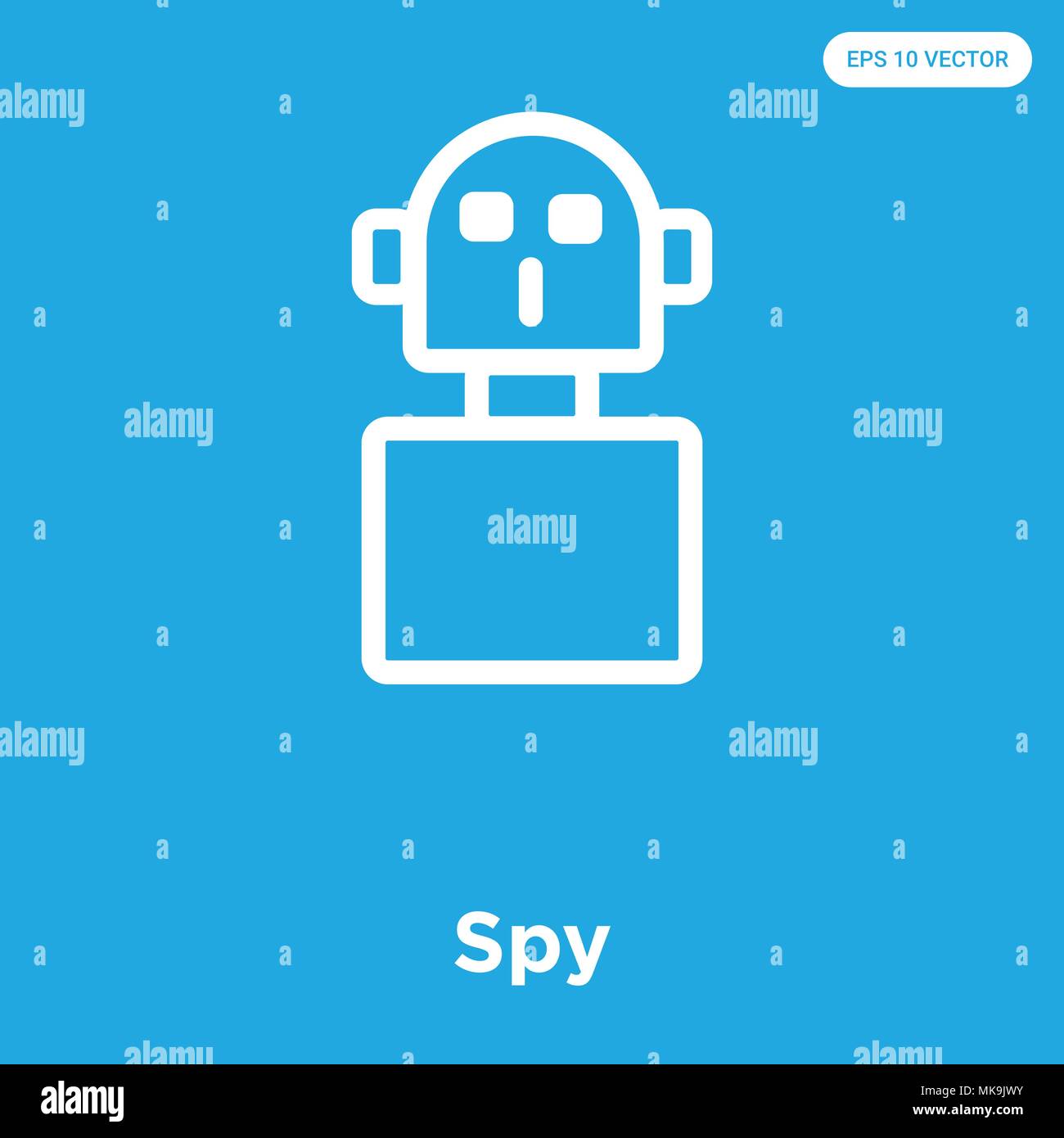 Spy vector icon isolated on blue background, sign and symbol Stock ...
