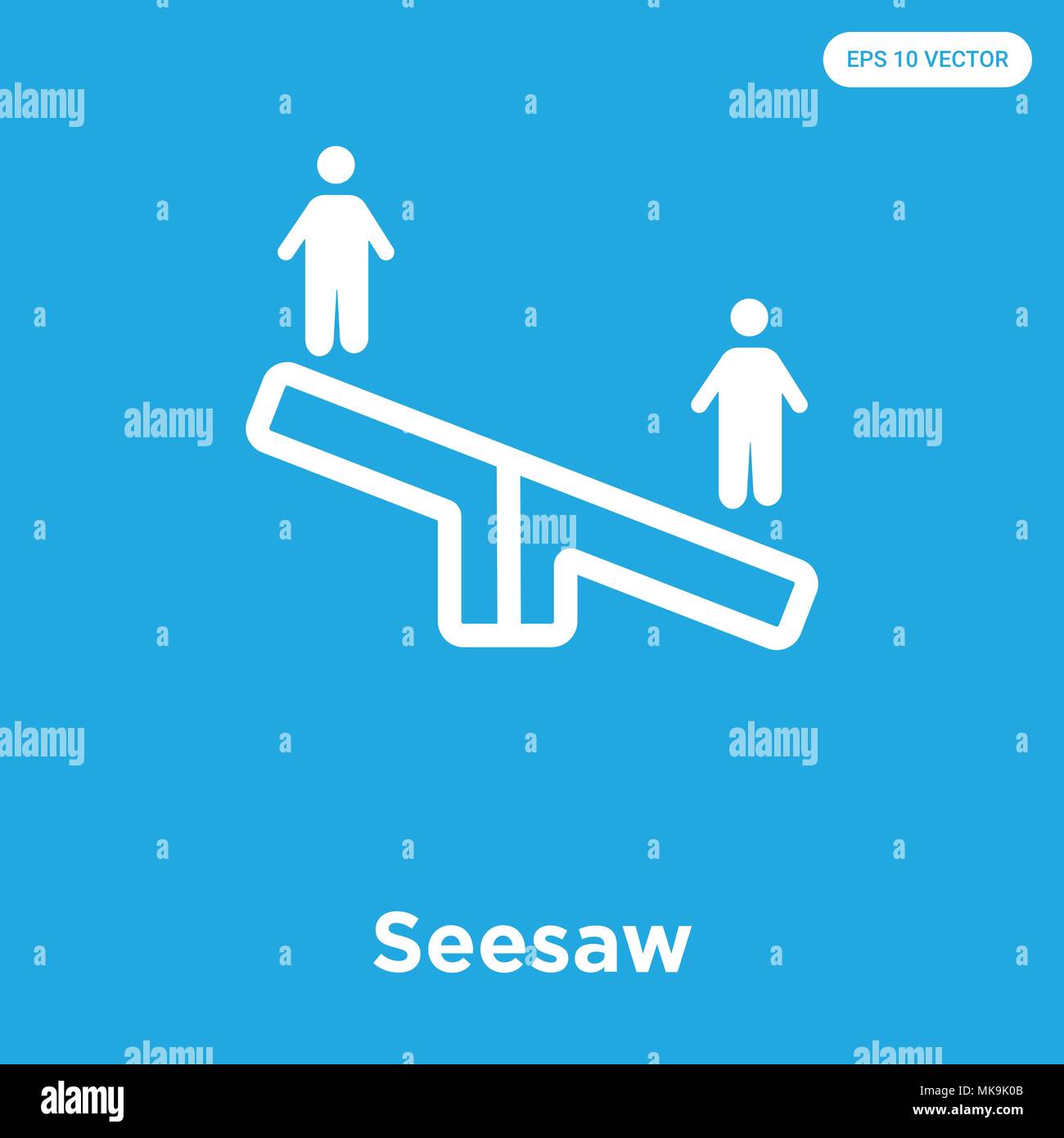 Seesaw vector icon isolated on blue background, sign and symbol Stock ...