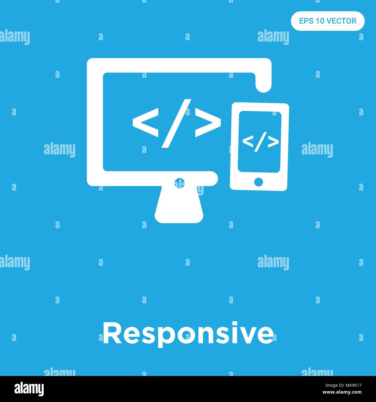 Responsive vector icon isolated on blue background, sign and symbol ...