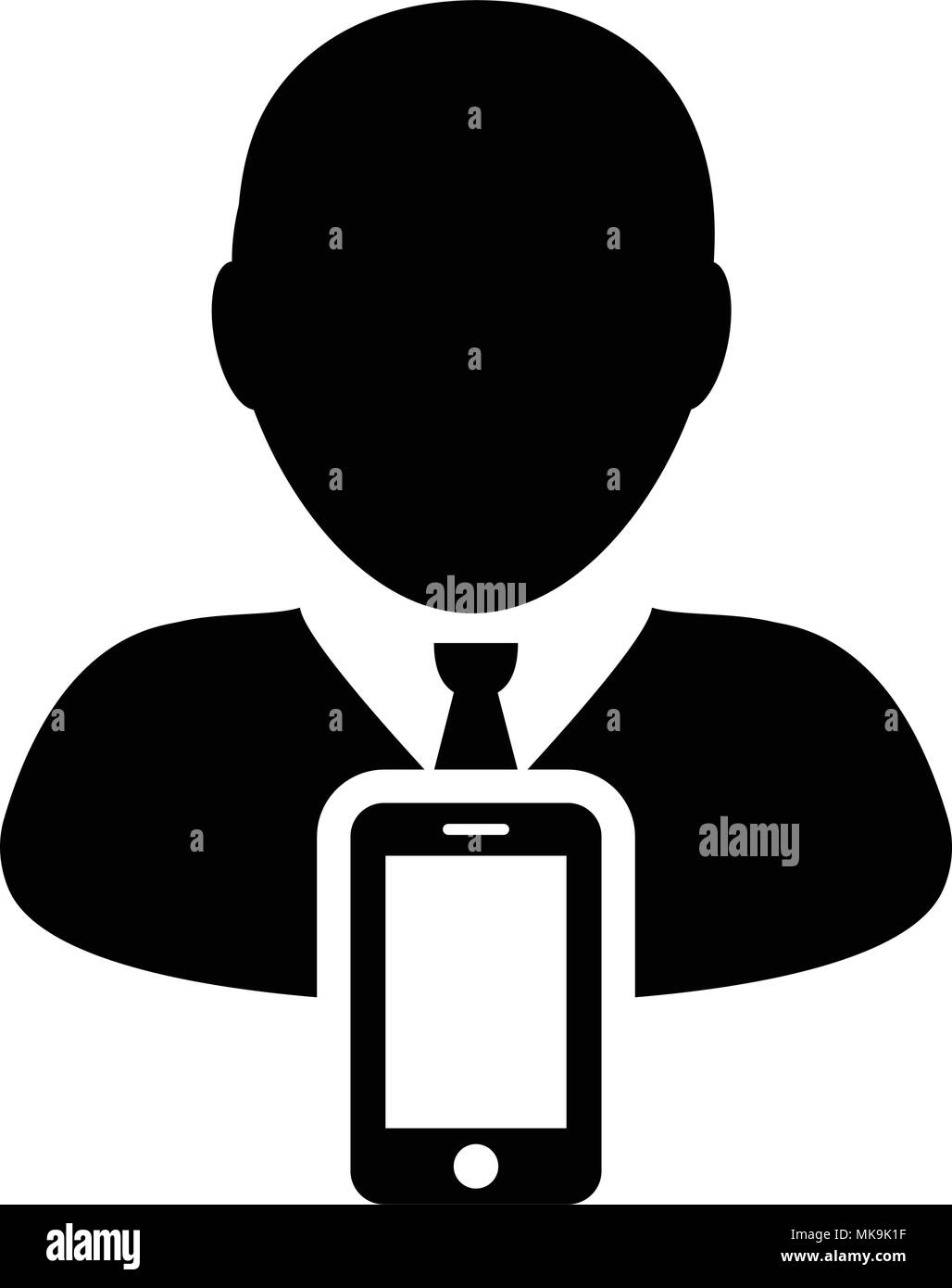 Mobile user icon vector male person profile avatar with smartphone ...