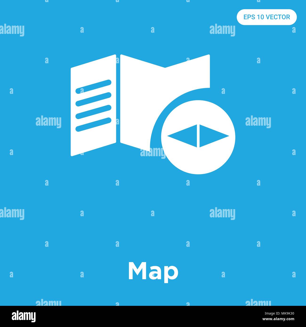 Map vector icon isolated on blue background, sign and symbol Stock ...